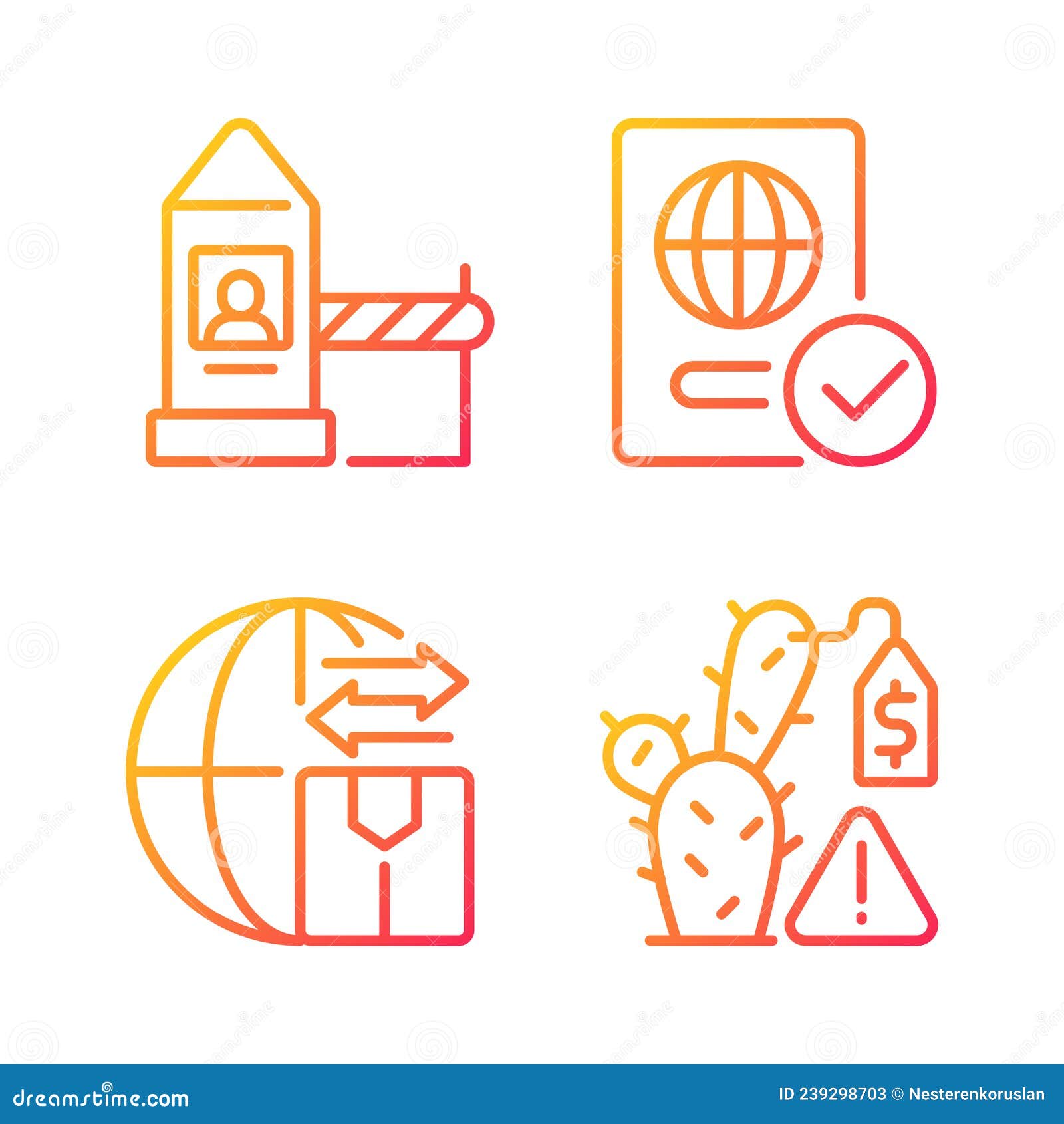 Borders Control Measures Gradient Linear Vector Icons Set Stock Vector ...