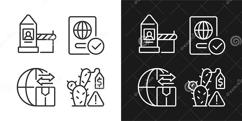 Borders Control Measures Linear Icons Set for Dark and Light Mode Stock ...
