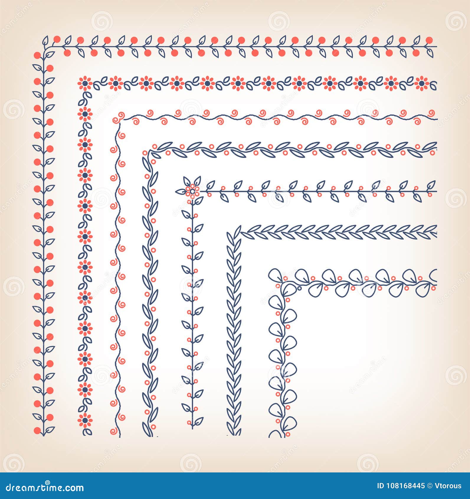 Borders with Corner Elements Stock Vector - Illustration of decoration ...