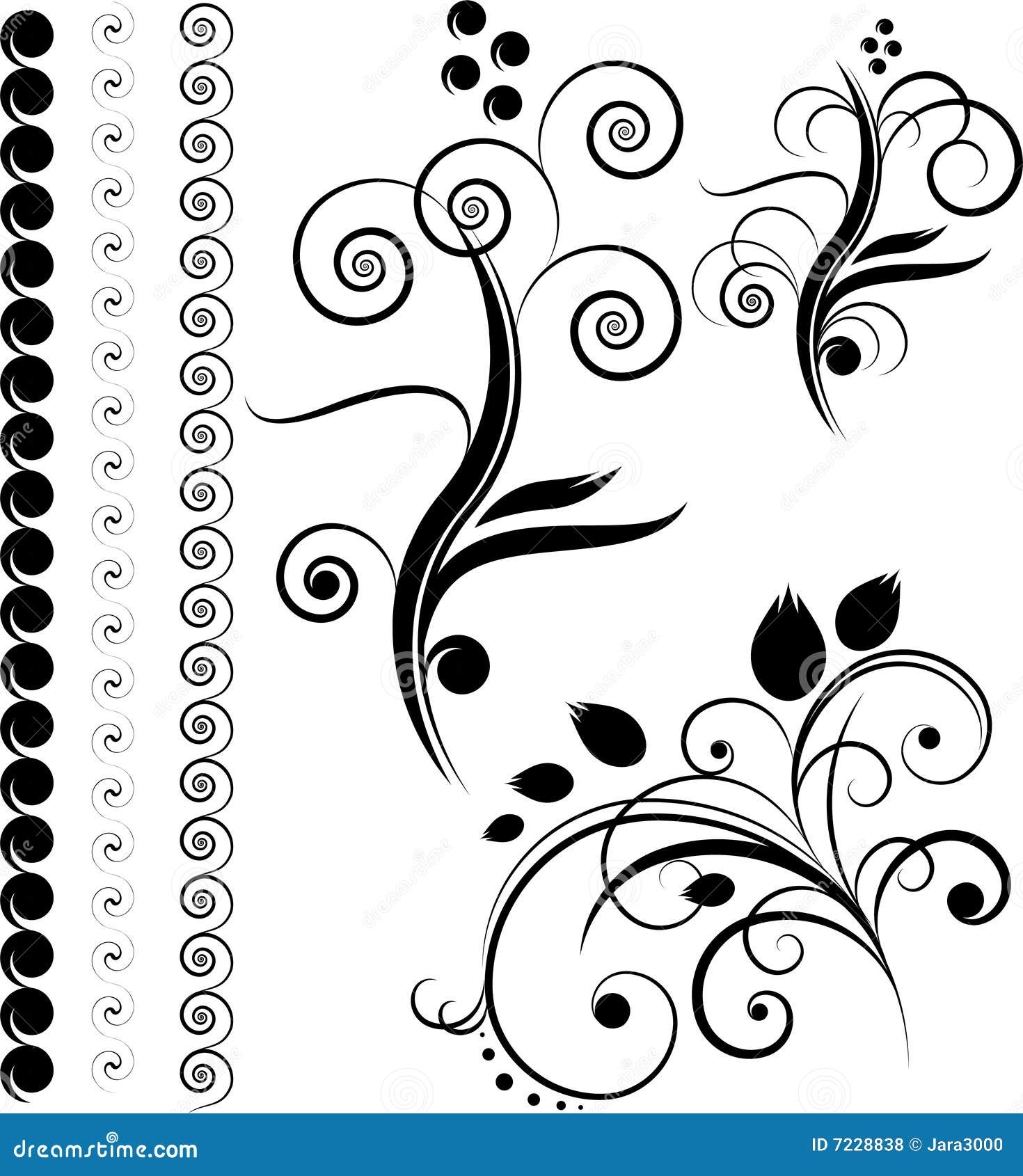 Borders, design elements stock vector. Illustration of curled - 7228838