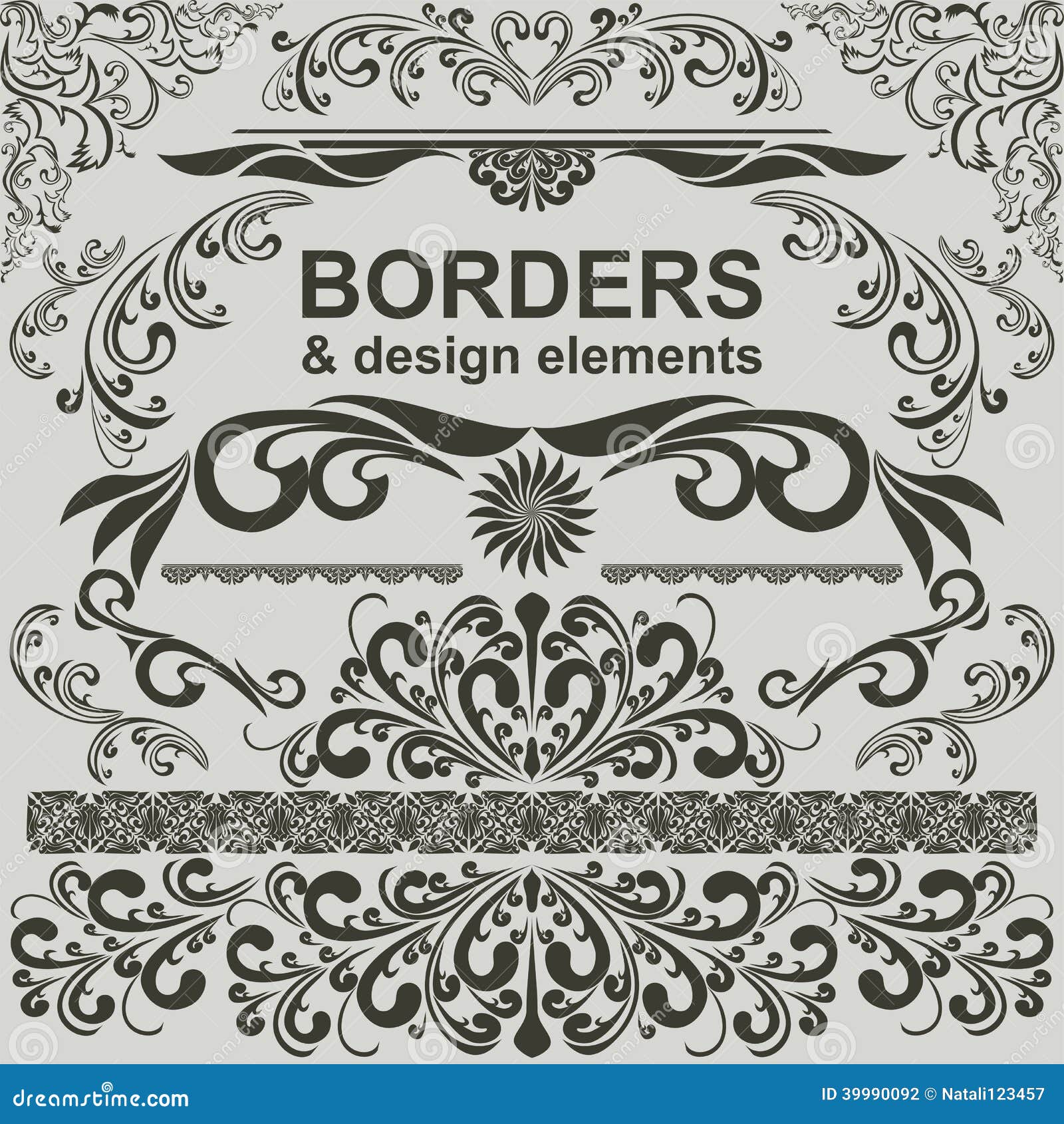 Borders and Design Elements - Set. Stock Vector - Illustration of ...