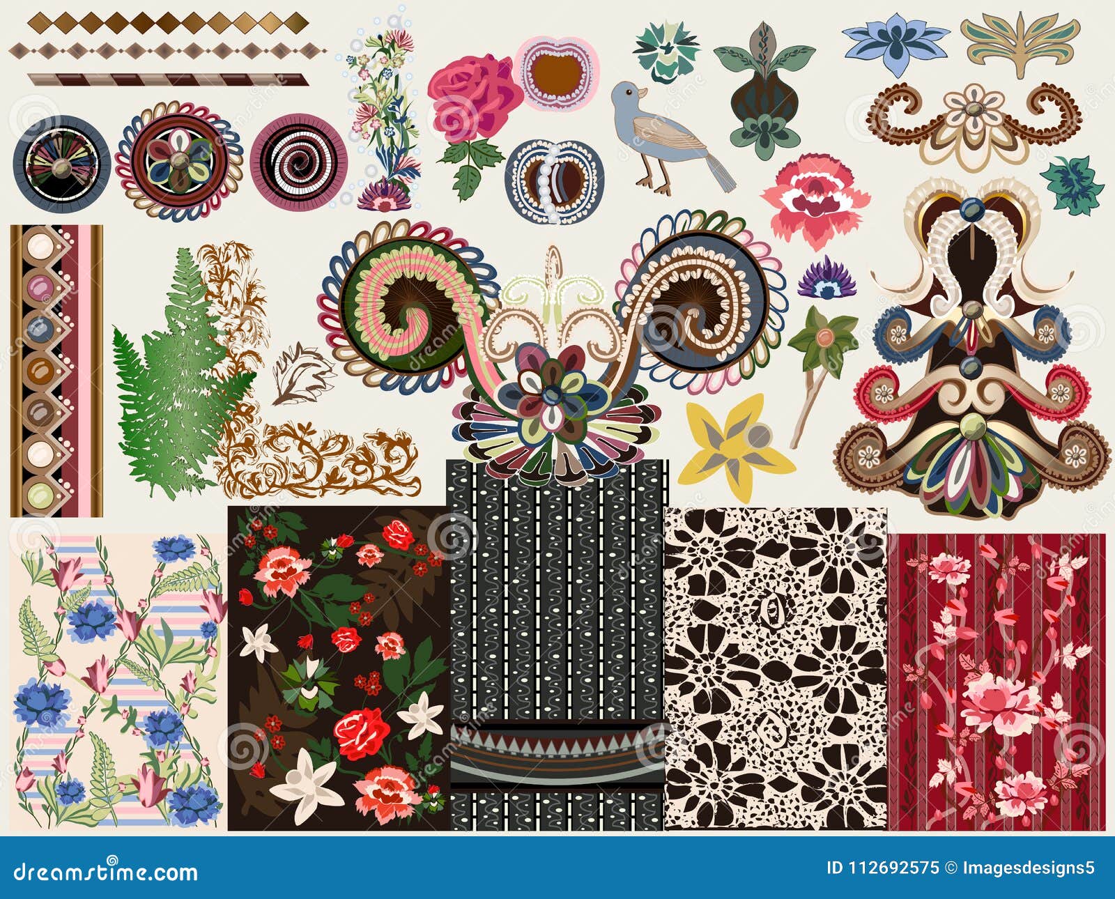 Victorian Floral Vector Kit Stock Vector - Illustration of decor ...