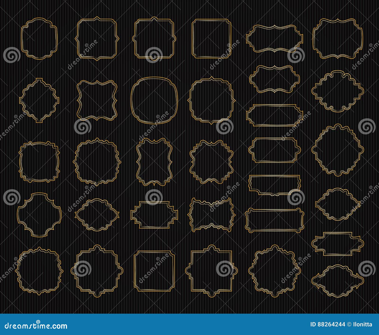 Borders and Frames Golden Collection, Gold Elegant Decorative Dashed ...