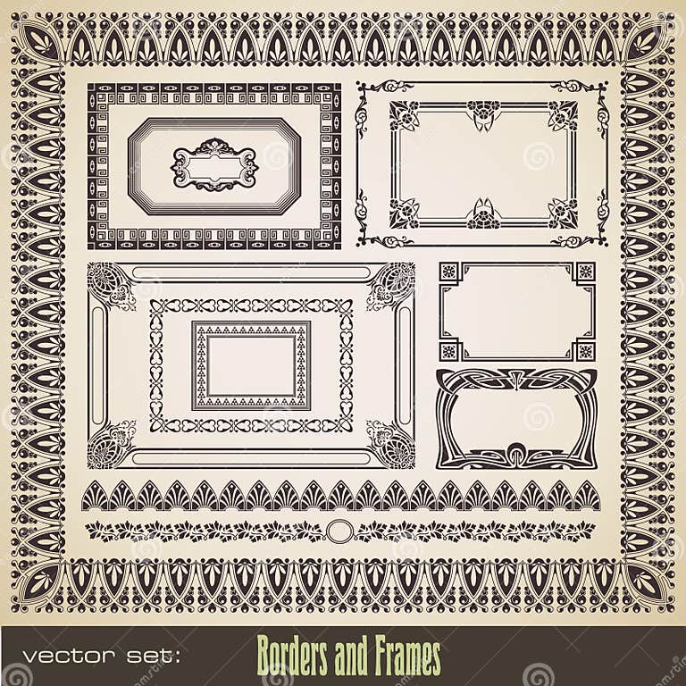 Borders and frames set stock vector. Illustration of decor - 14112001