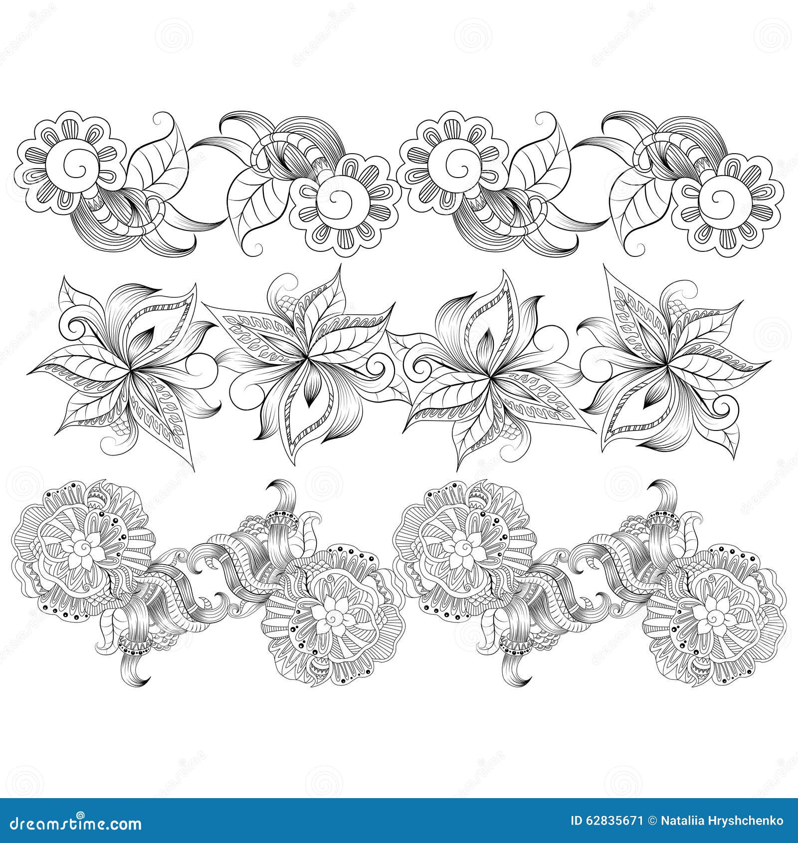 Borders with Hand-drawing Decorative Elements Stock Vector ...