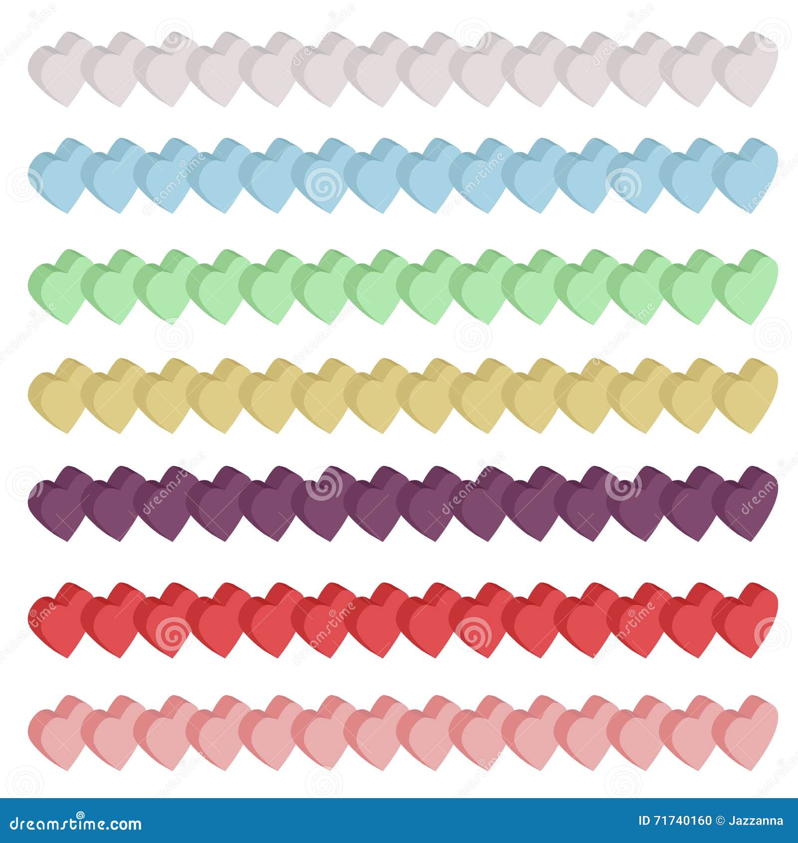 Borders Isometric Hearts Horizontal Stock Vector - Illustration of ...