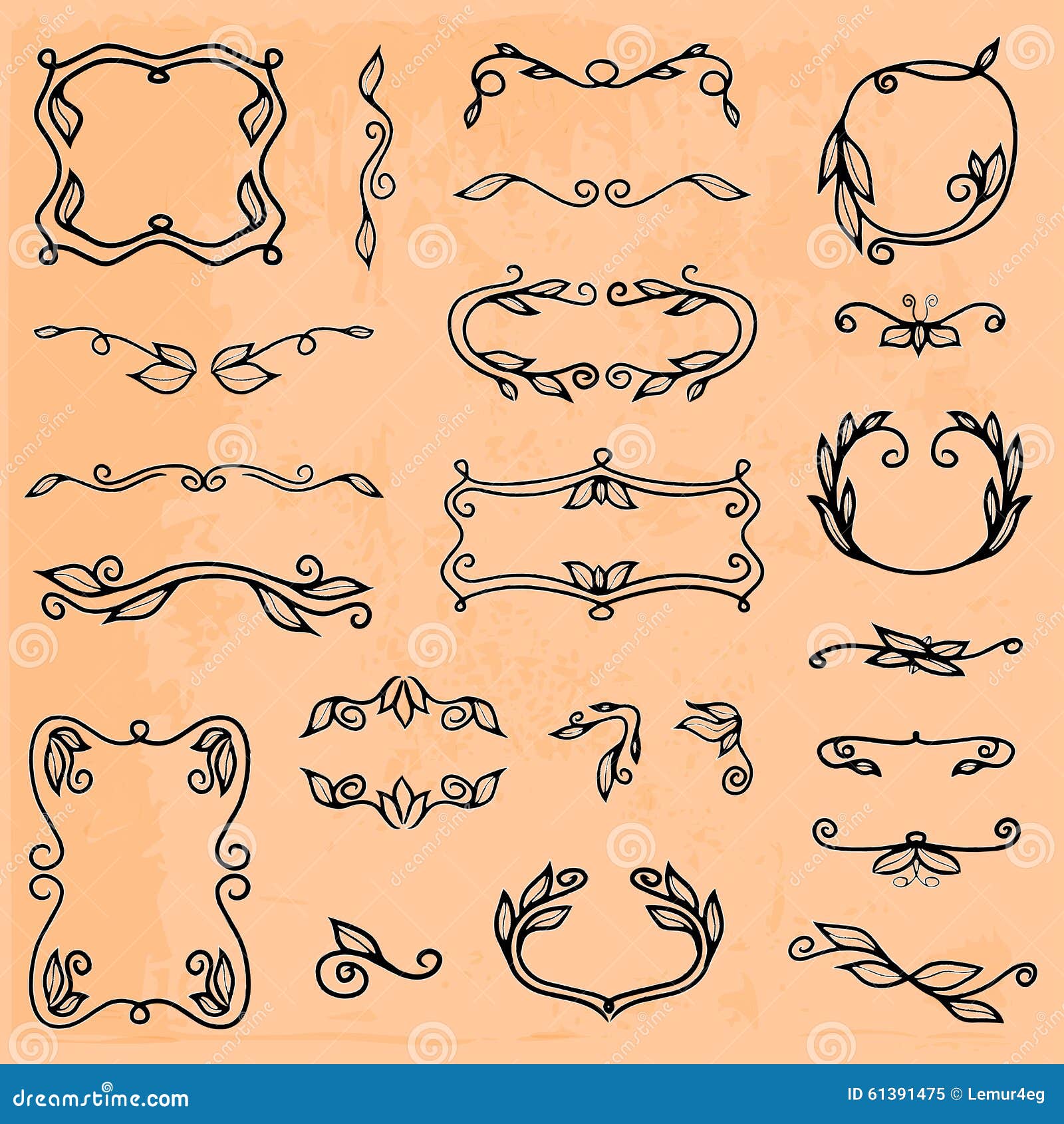 Borders and Monograms in Vintage Style Stock Vector - Illustration of ...