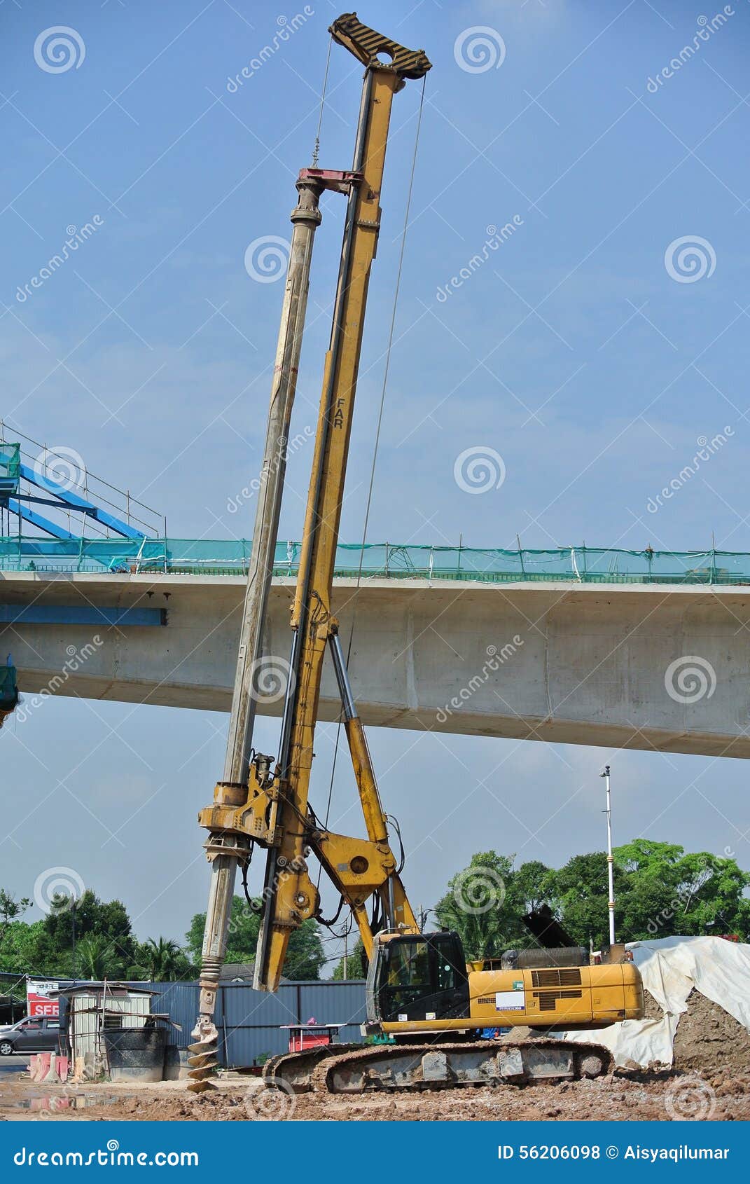 Bore Pile Rig at Construction Site Stock Photo - Image of motor ...