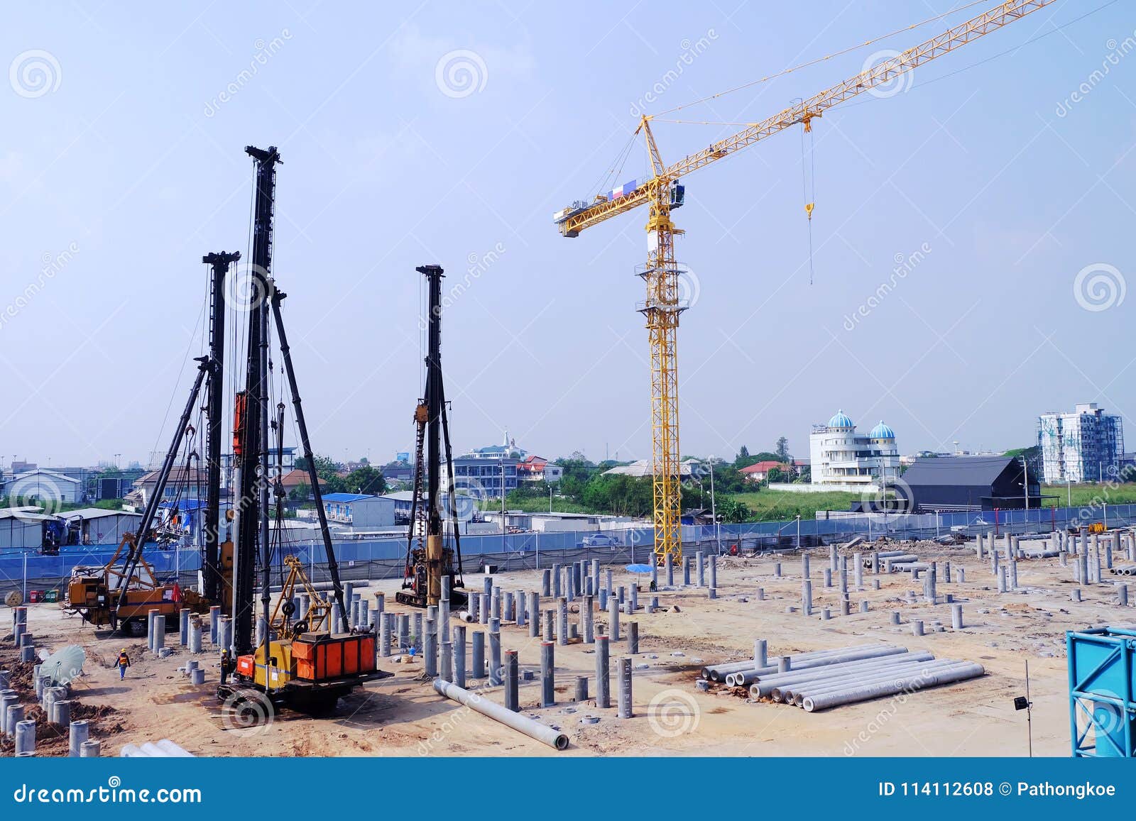 Bore Pile Rig Auger At The Construction Site Royalty-Free Stock ...