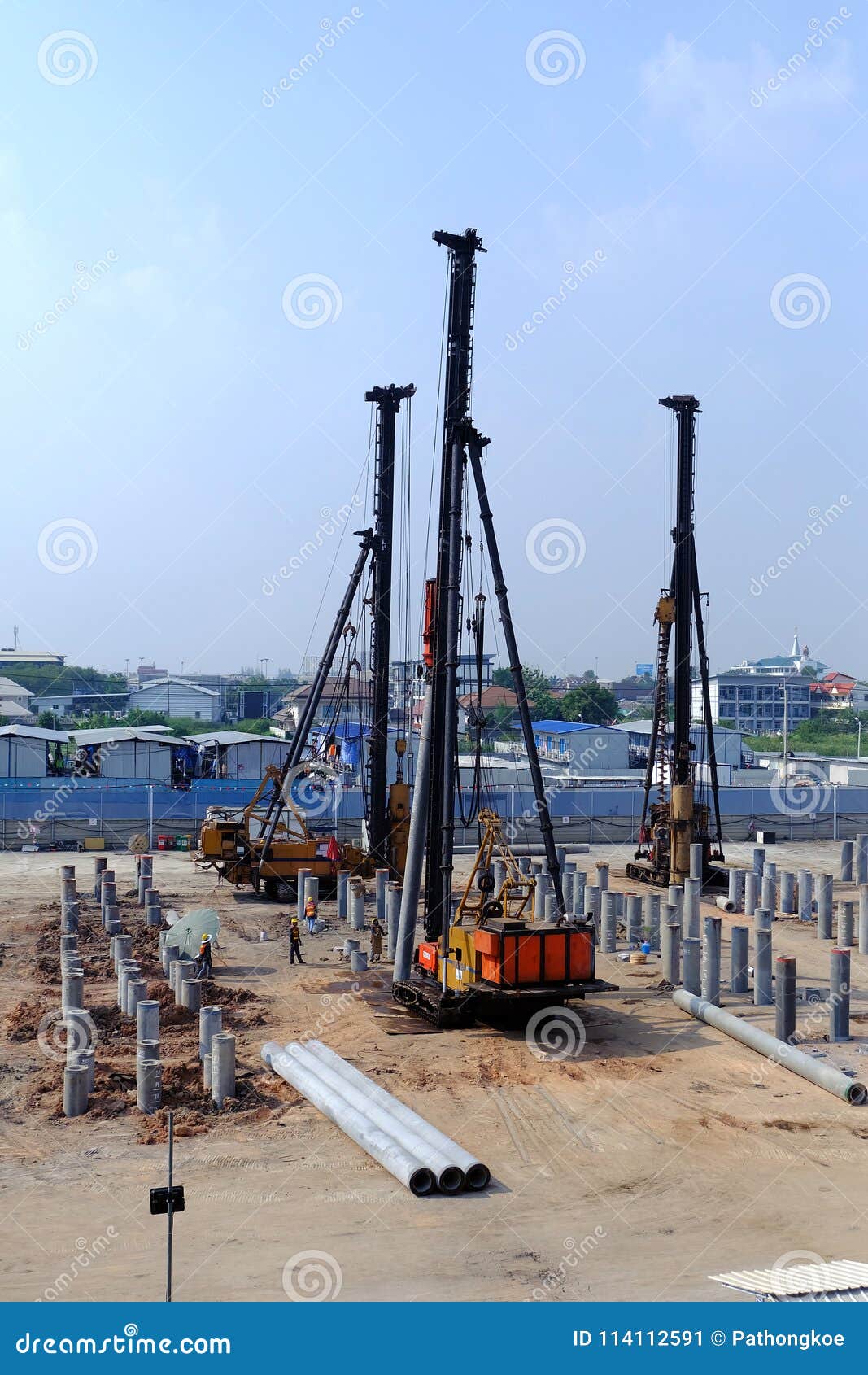 Bore Pile Rig Machine at the Construction Site in Stock Image - Image ...