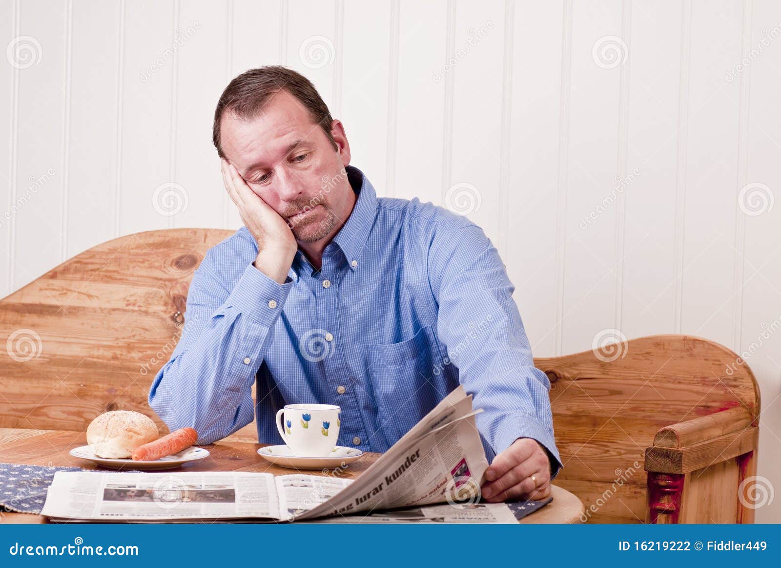 Bored adult man stock photo. Image of kitchen, male, breakfast - 16219222