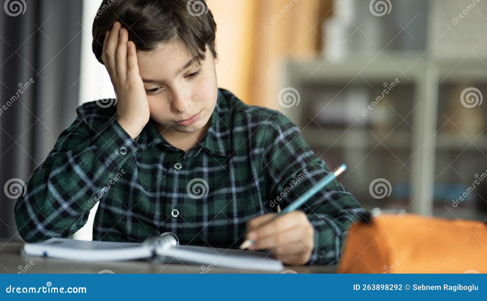 Bored Boy Does His Homework Stock Photo - Image of education, boredom ...