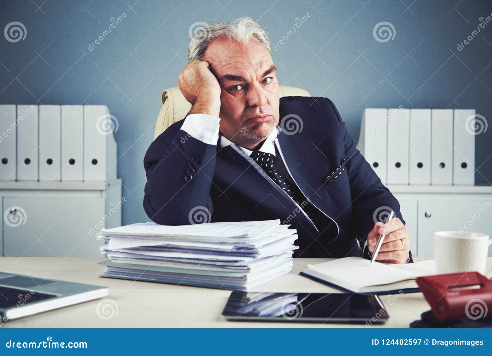 Bored businessman stock image. Image of caucasian, document - 124402597