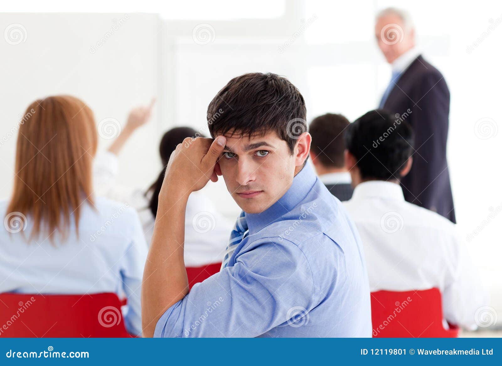 Bored Businessman at a Conference Stock Image - Image of finance, group ...