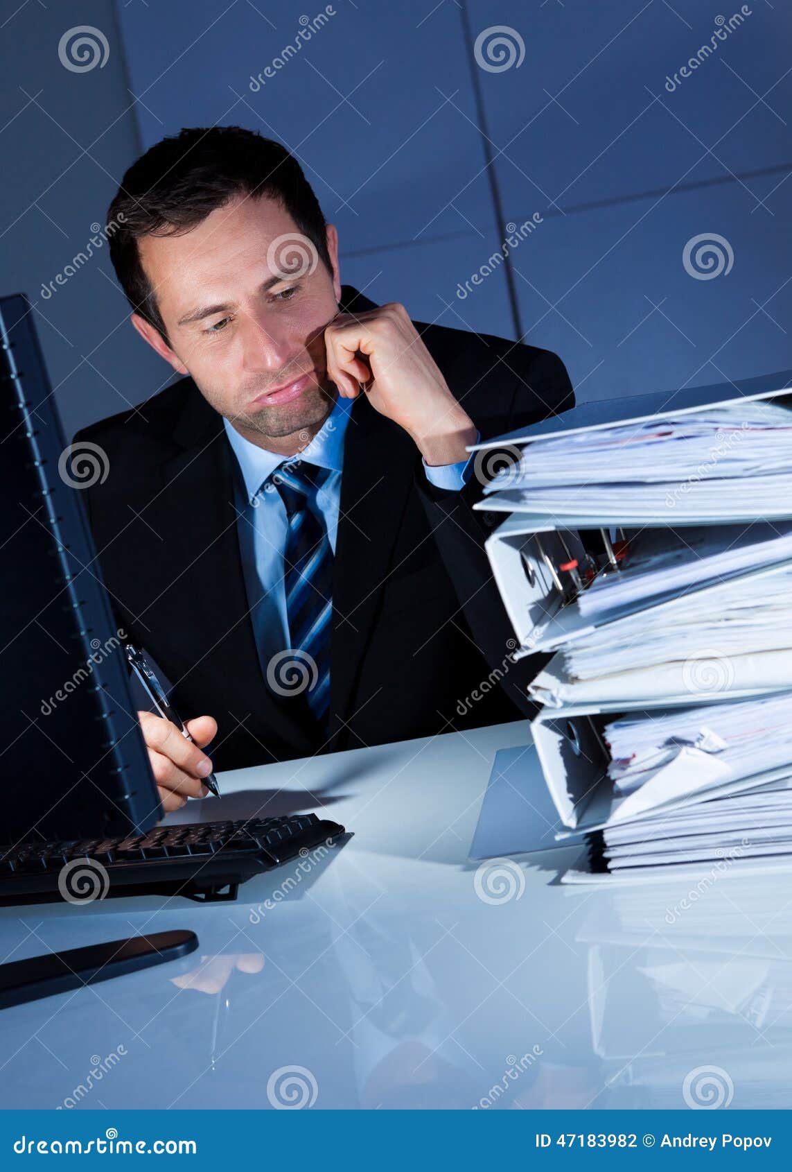 Bored businessman stock photo. Image of computer, desk - 47183982