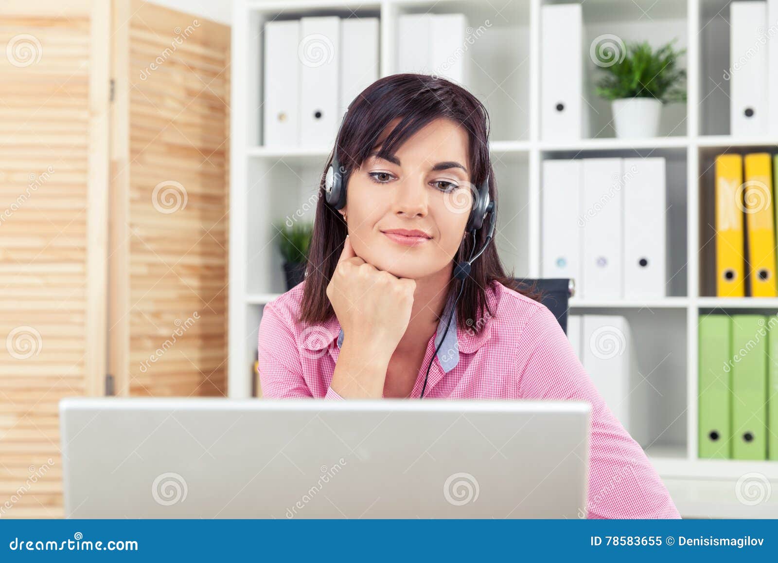 Bored call center employee stock image. Image of girl - 78583655