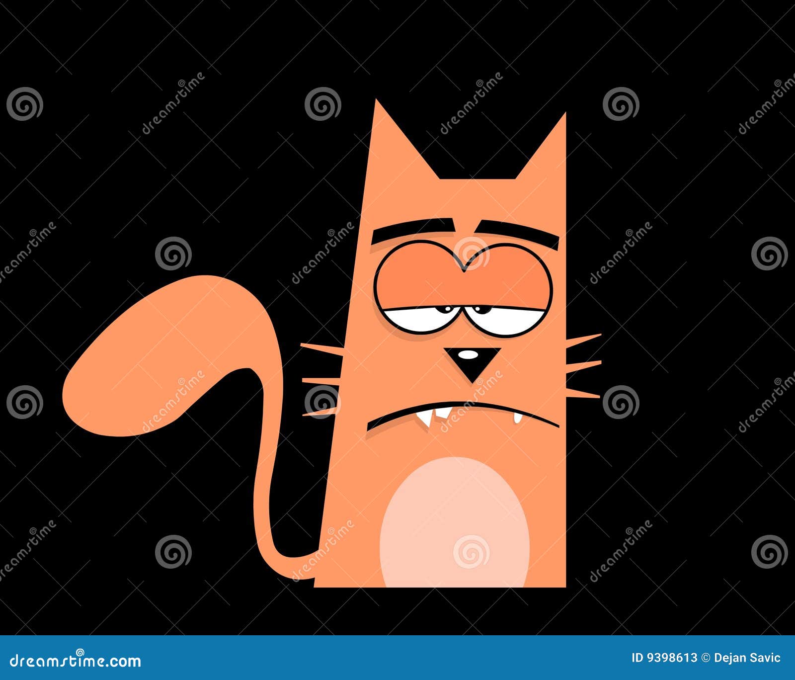 Bored Cat stock illustration. Illustration of line, happy - 9398613