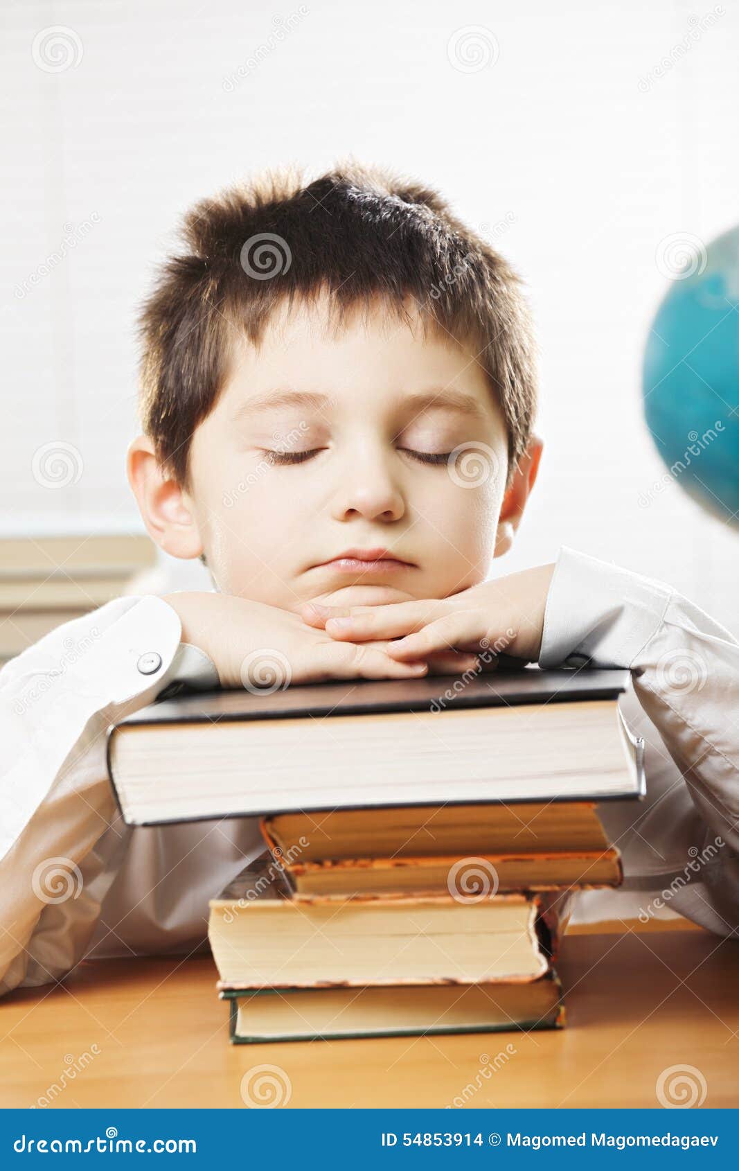 Bored Caucasian Boy in Classroom Stock Photo - Image of vertical ...