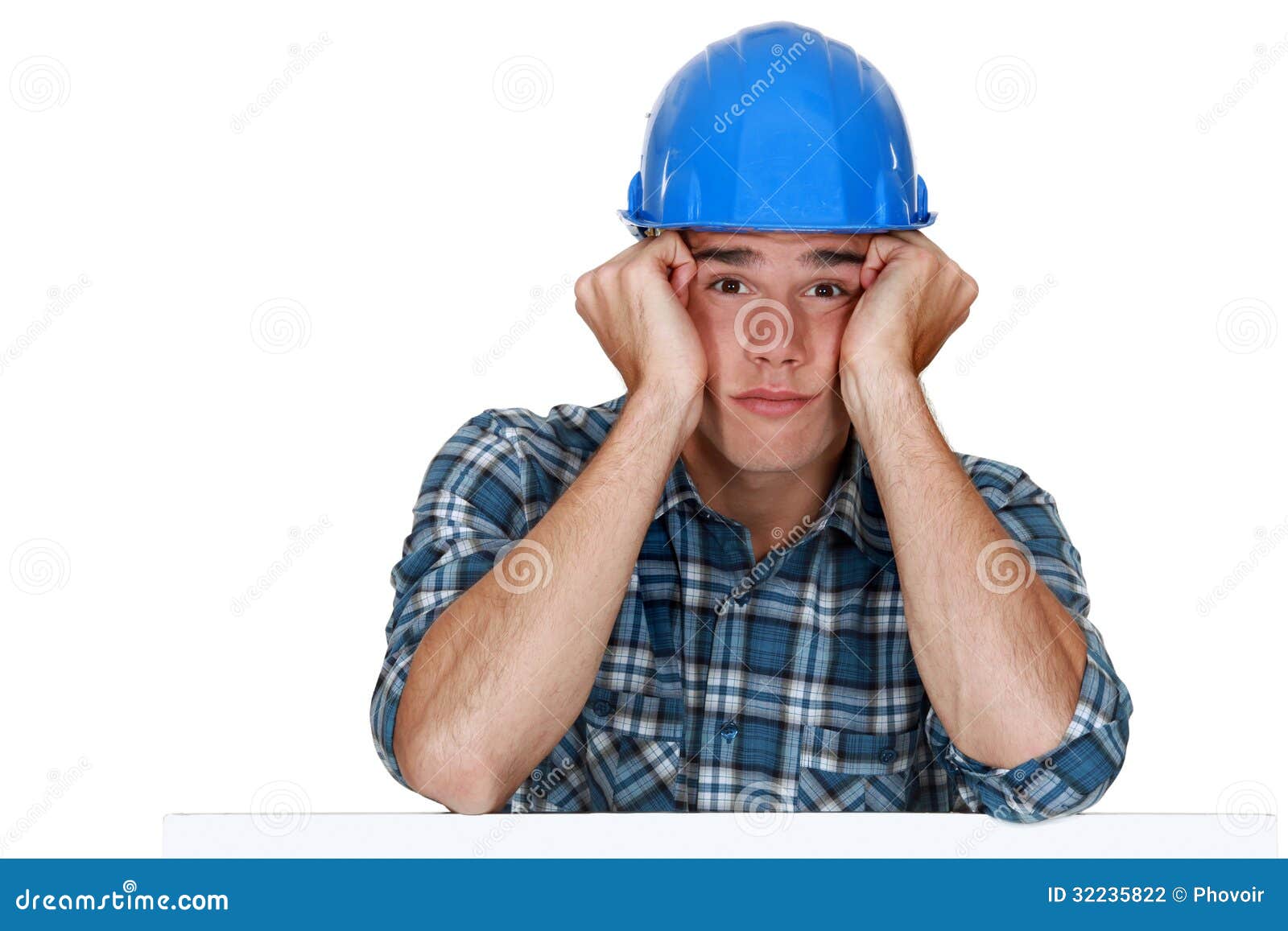 Bored construction worker stock photo. Image of bored - 32235822