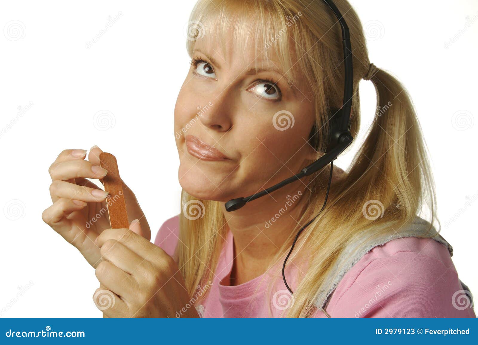 Bored Customer Support Girl Stock Image - Image of female, blond: 2979123
