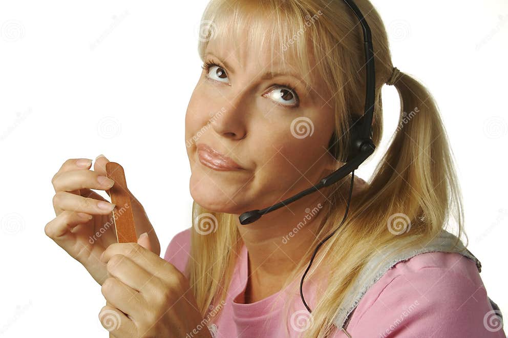 Bored Customer Support Girl Stock Image - Image of female, blond: 2979123