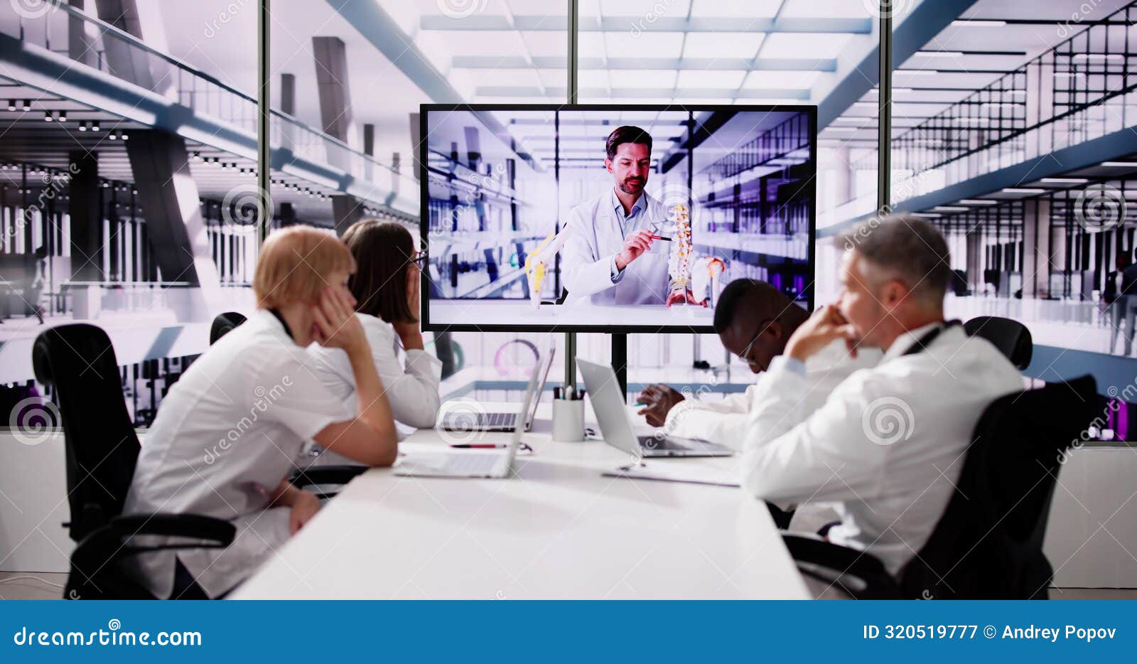 Bored Employee in Video Conference Training Stock Image - Image of ...