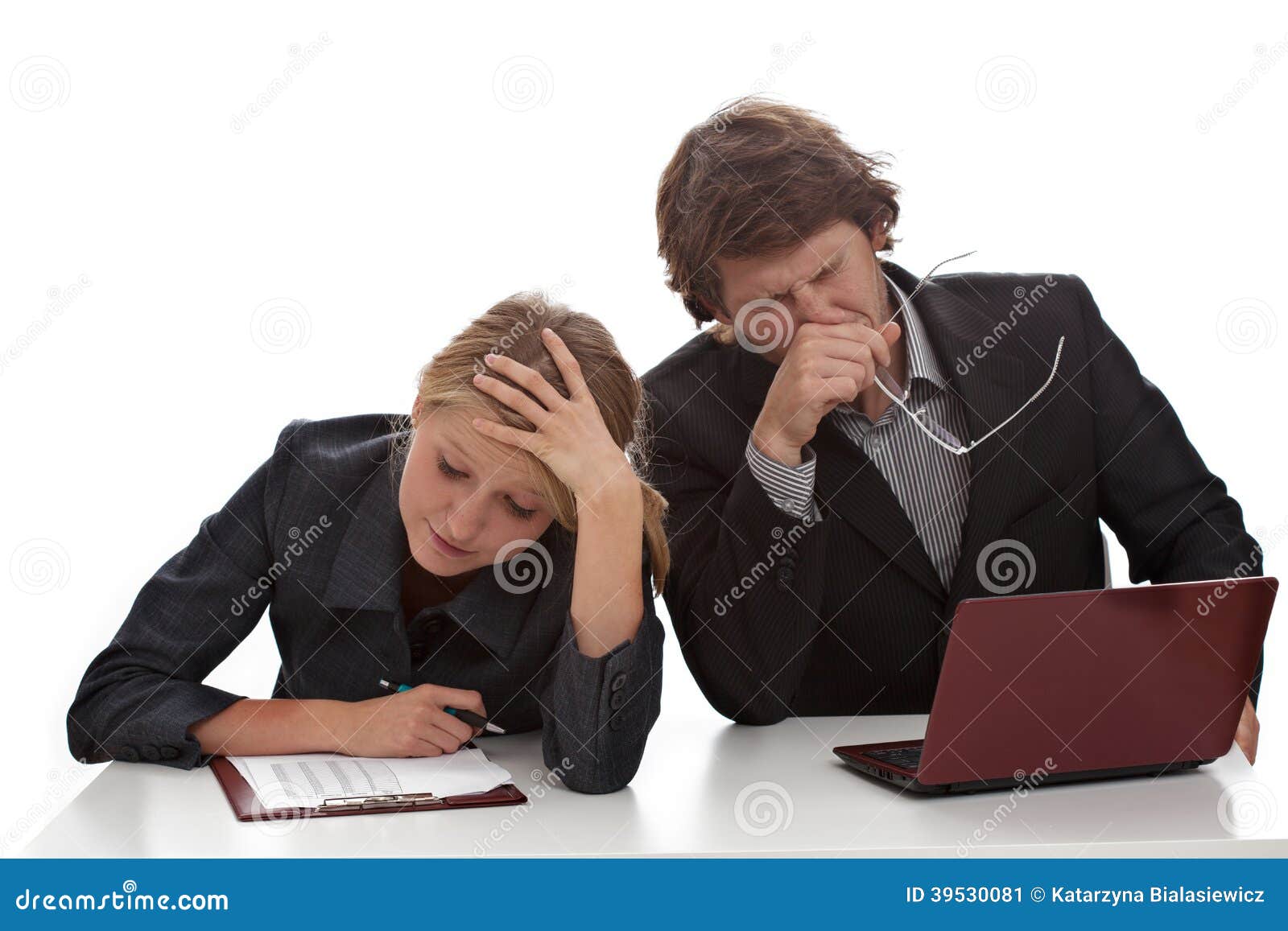 Bored en vermoeid zakenlui stock afbeelding. Image of steun - 39530081