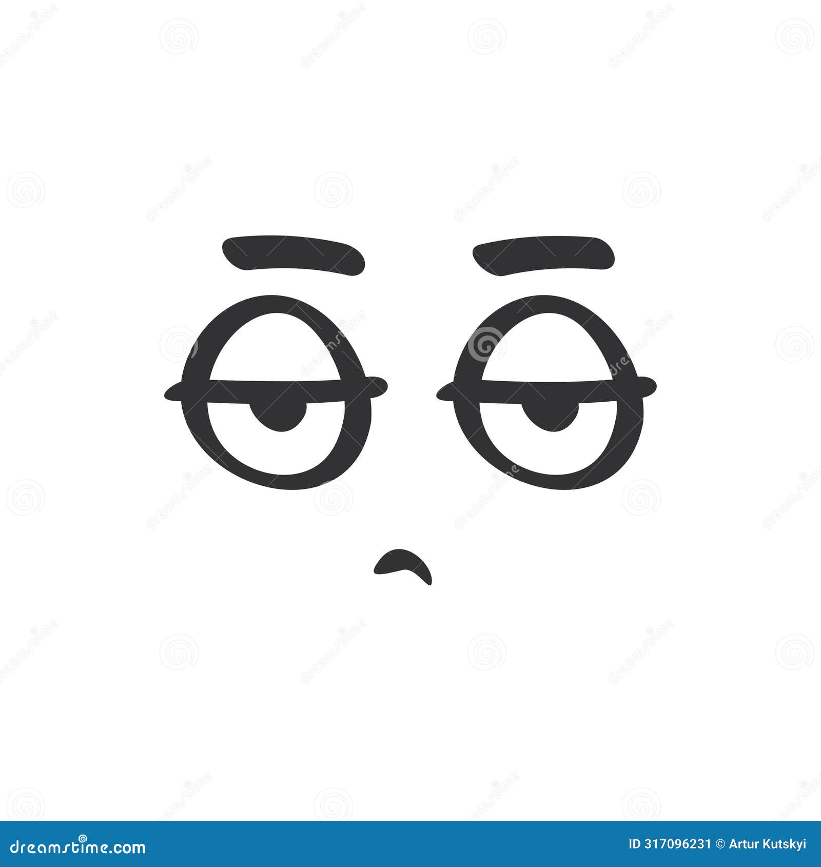 Bored Expression, Nausea and Stress of Character in Monochrome Doodle ...