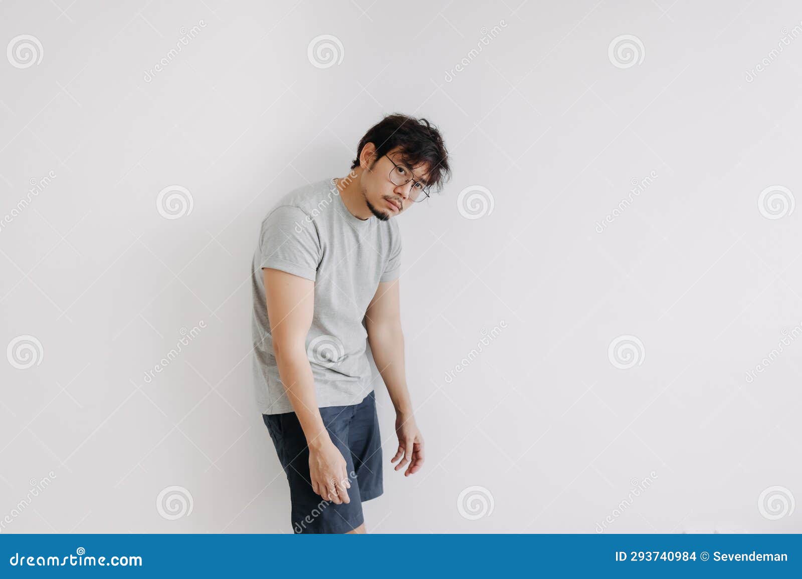 Bored Face Man Stand Boringly in Full Body Isolated on White. Stock ...