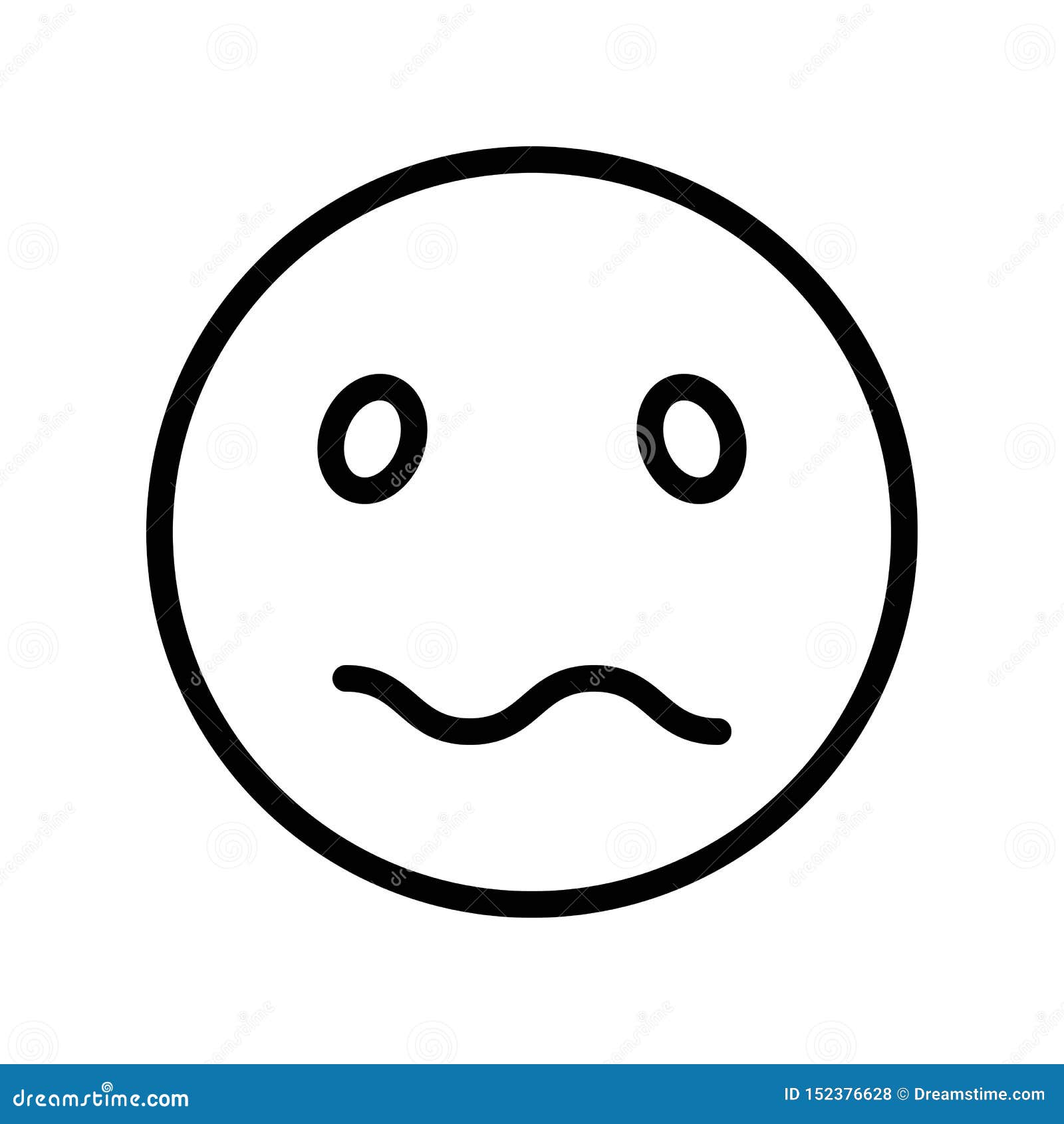 Bored Face Vector Illustration, Line Style Icon Editable Outline Stock ...