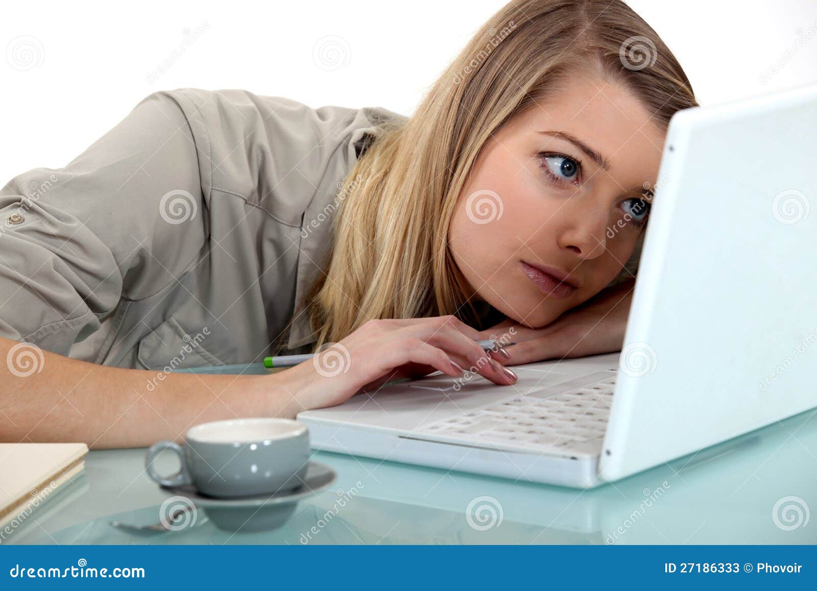 Bored in front of computer stock image. Image of glass - 27186333