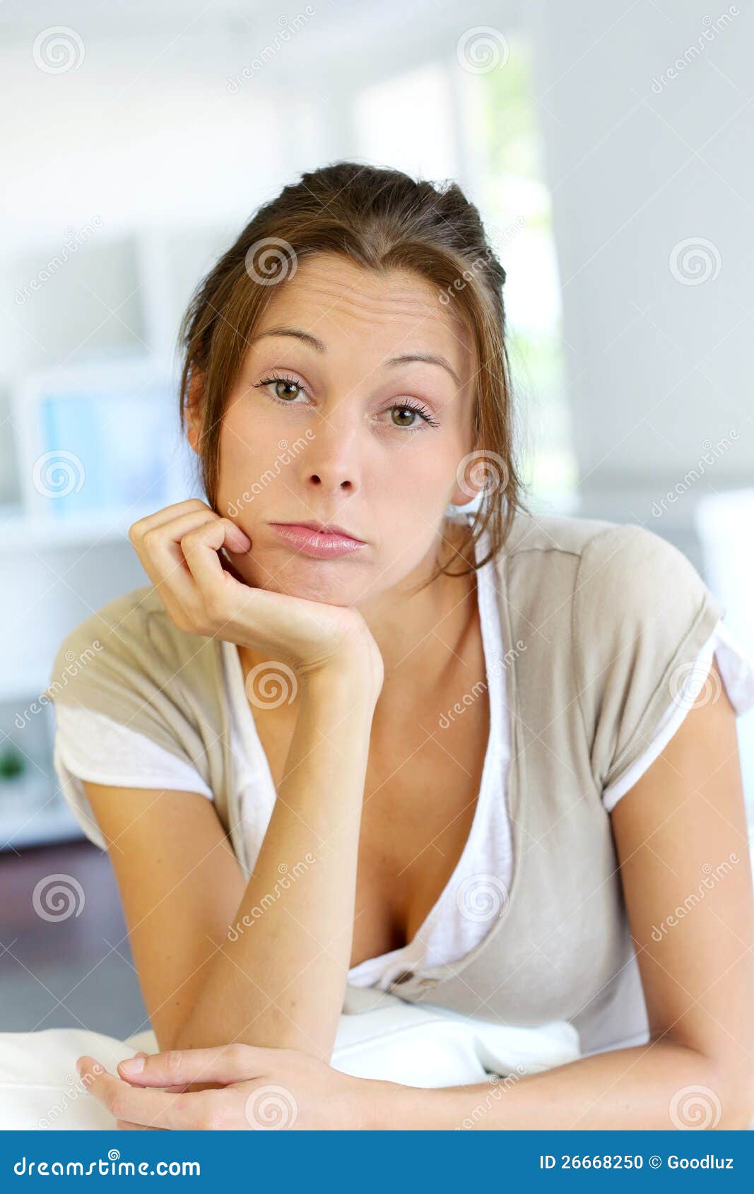 Bored girl portrait stock photo. Image of adult, woman - 26668250