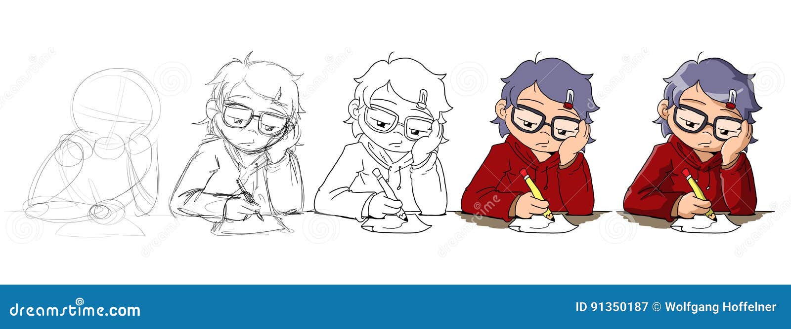 Bored Girl Sitting At The Desk In Classroom, Part Of School And Scholar ...