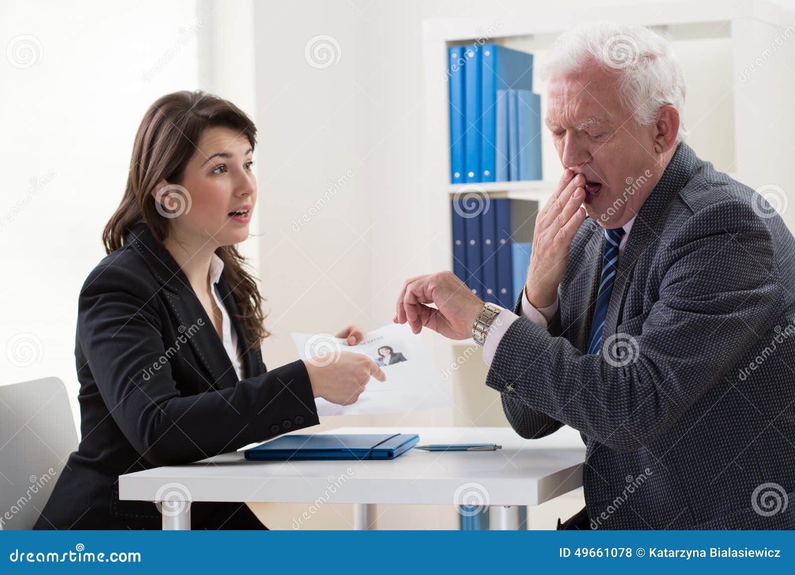 Bored interviewer stock photo. Image of color, meeting - 49661078