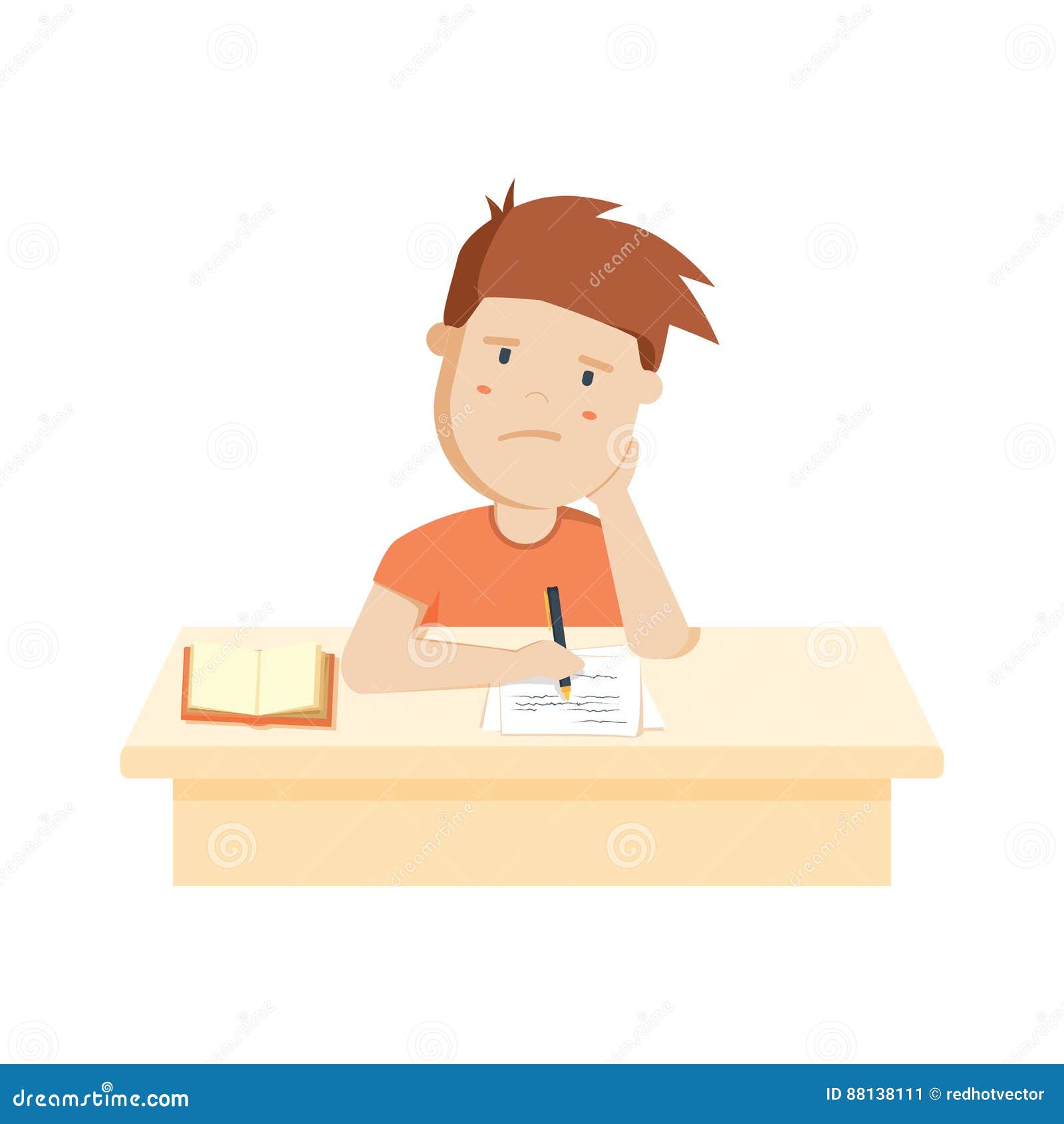 Kid Bored In Class Cartoon