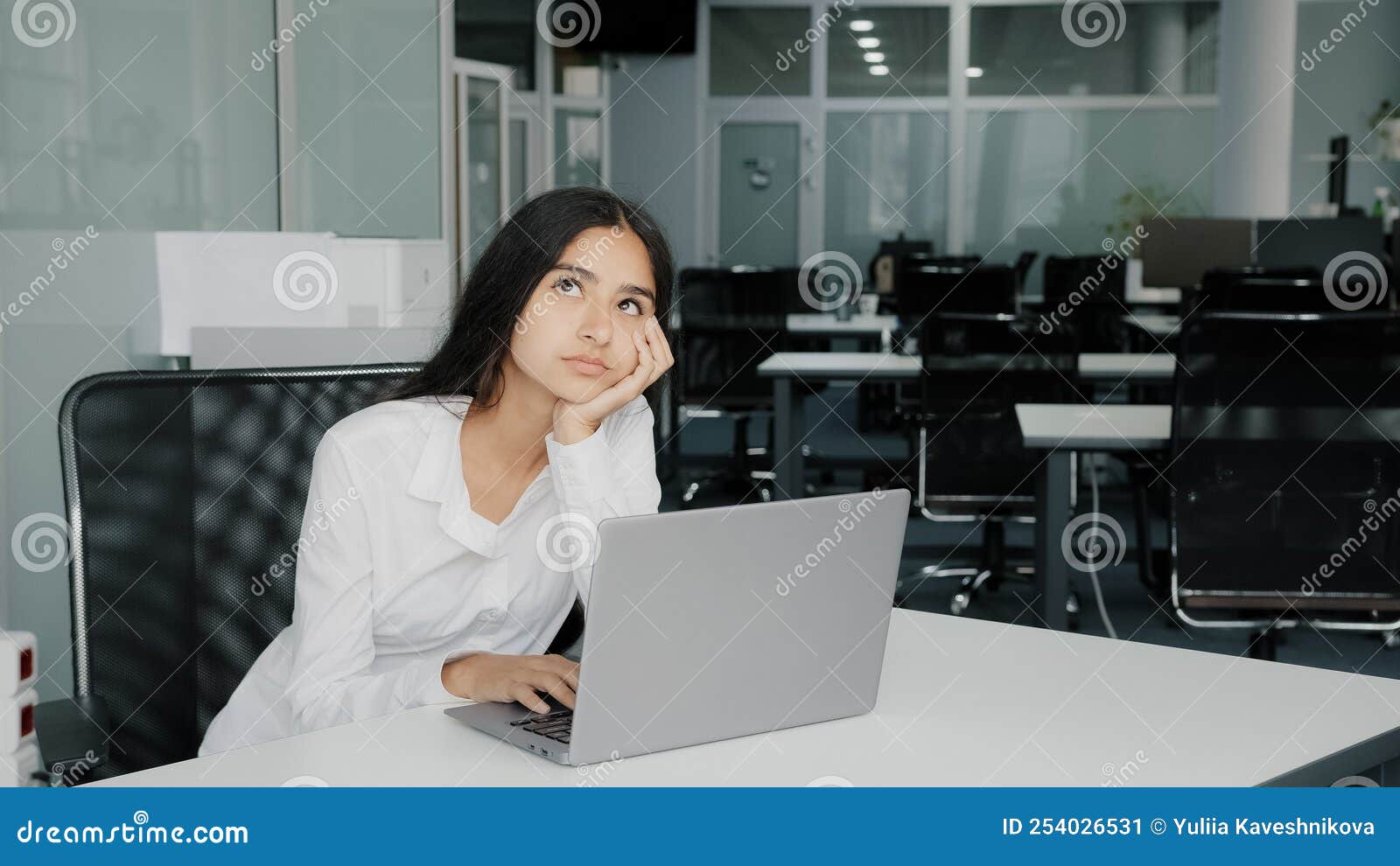Bored Lazy Arabian Businesswoman Upset Female Clerk Sits At Office Has Problem Stress African