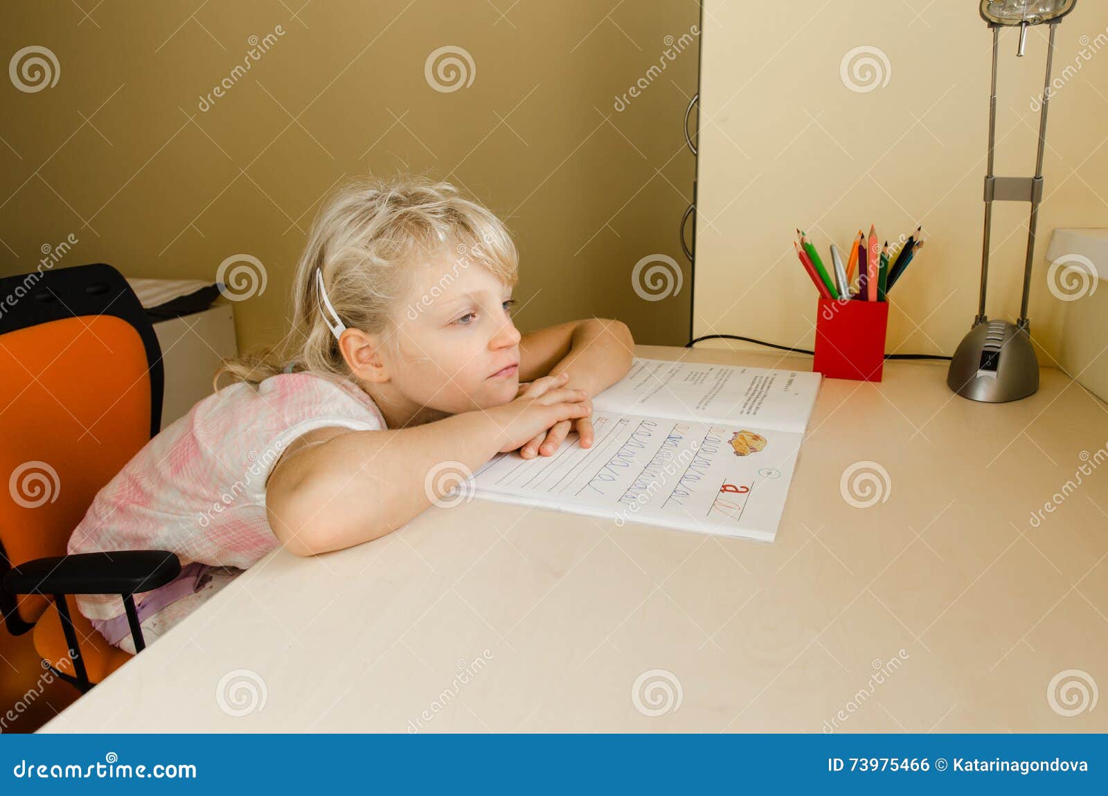 Bored little child stock photo. Image of girl, concentrate - 73975466