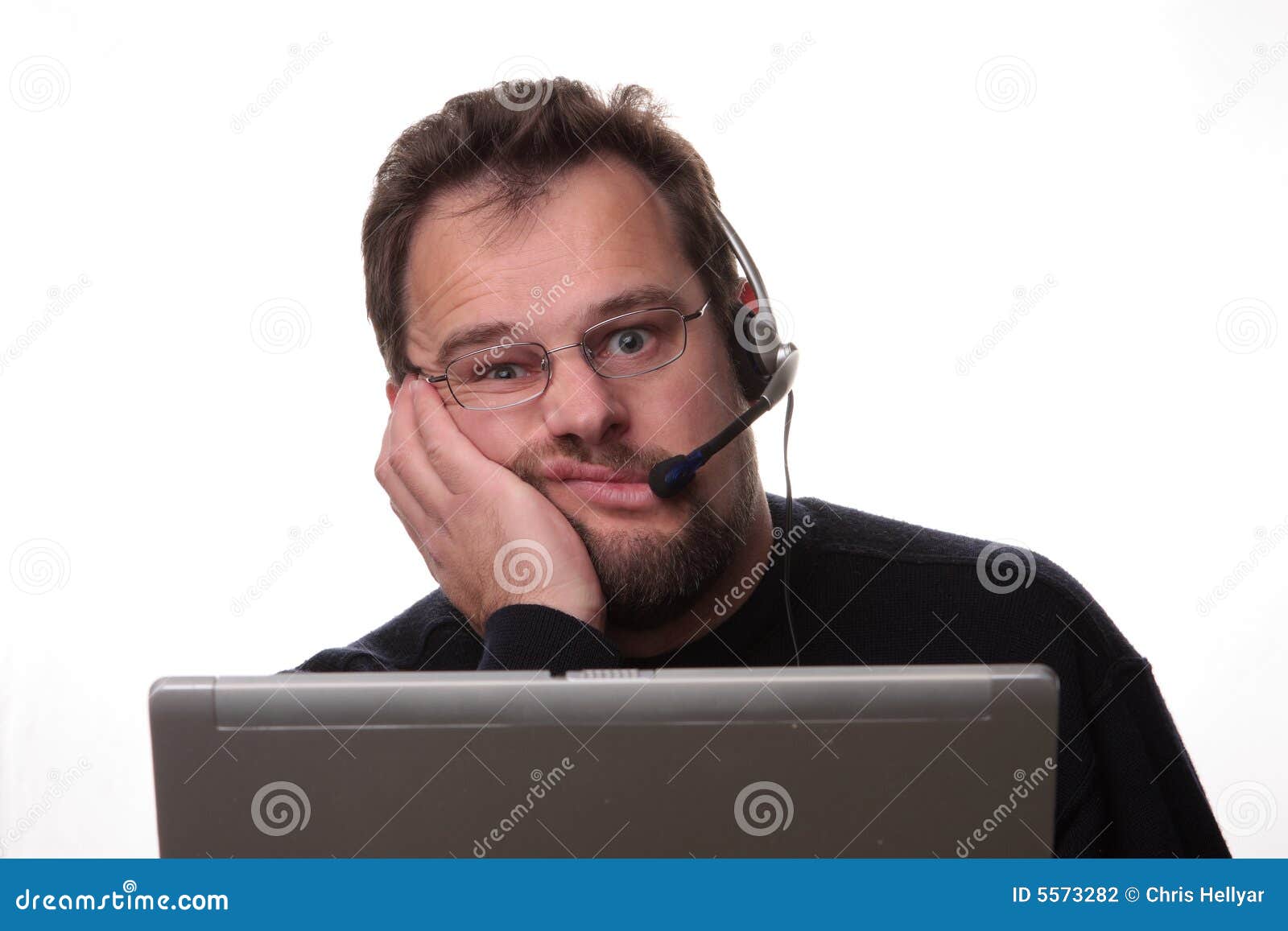 Bored Looking Male Computer Operator Stock Photo - Image of inside ...