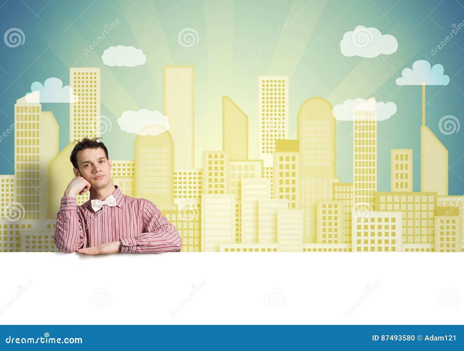 Bored man with banner stock photo. Image of gesture, friendly - 87493580