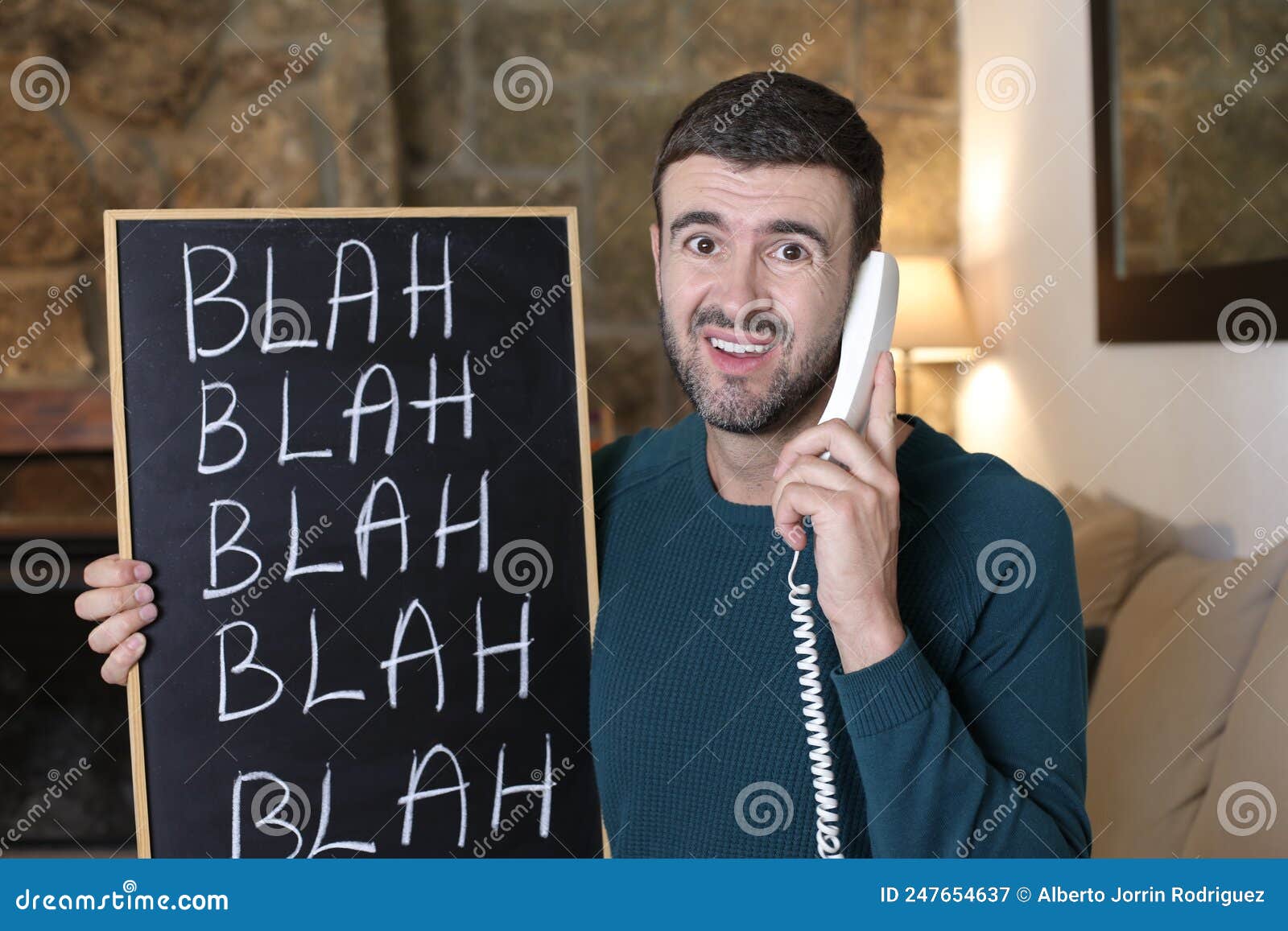 Bored Man on Listening on the Phone Stock Image - Image of connection ...