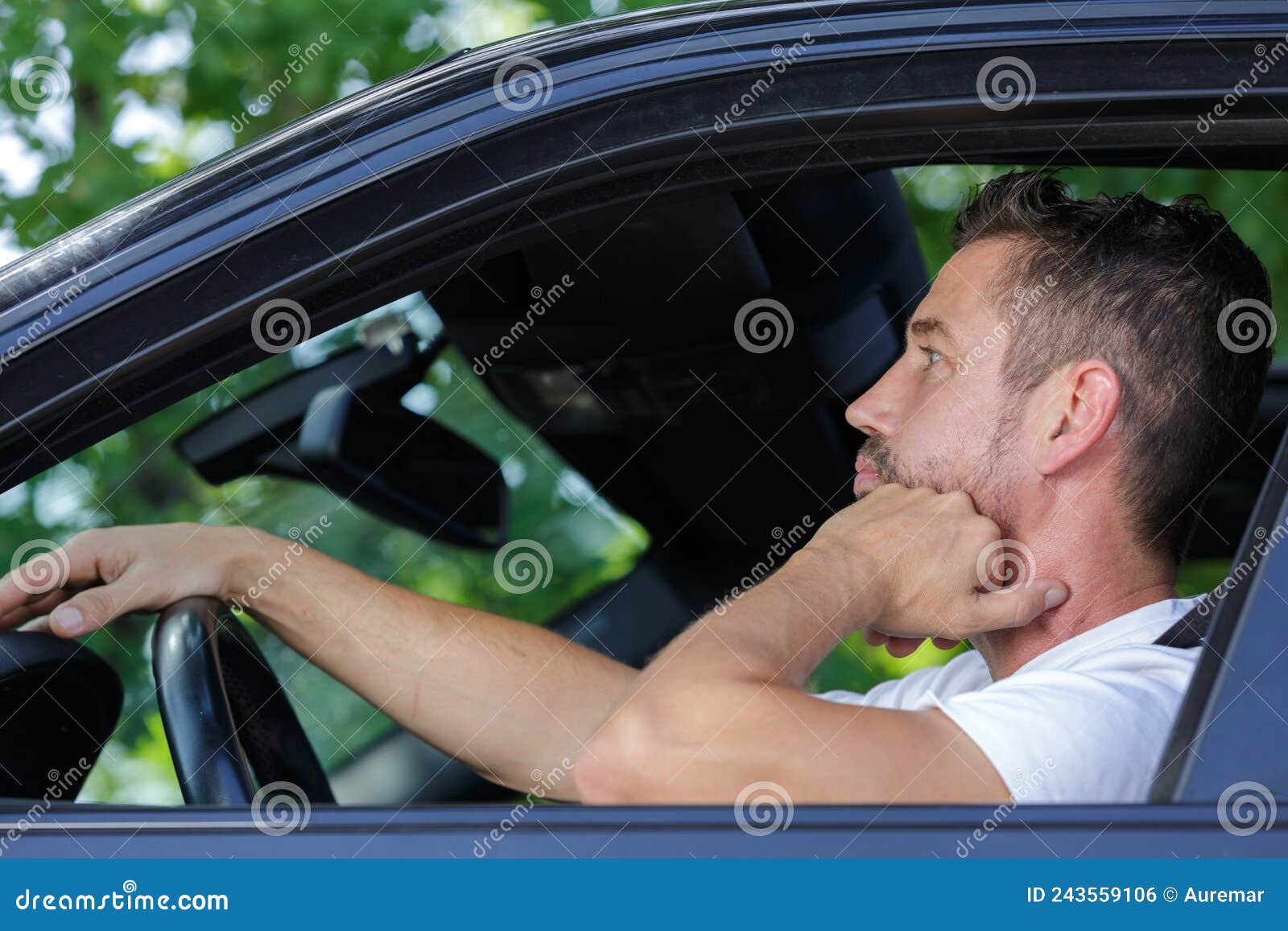Bored Man during Rush Hour Traffic Jam Stock Photo - Image of leisure ...
