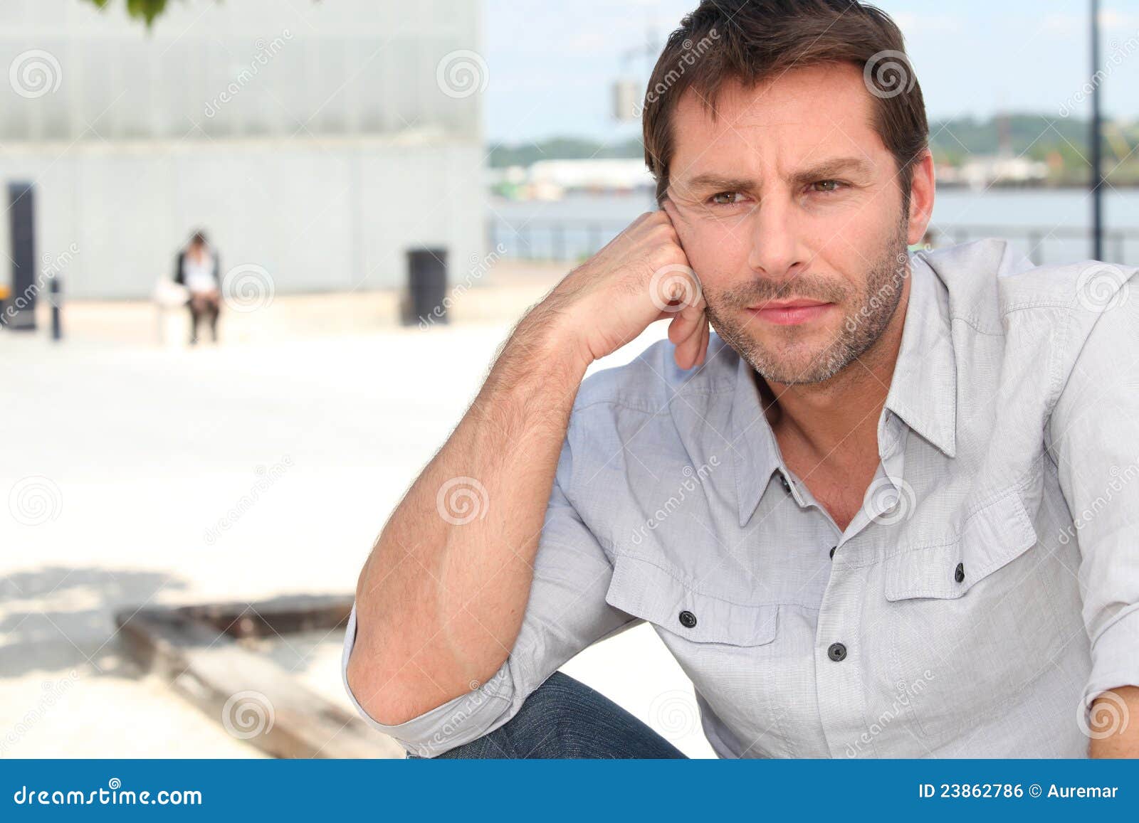Bored man waiting stock photo. Image of person, head - 23862786