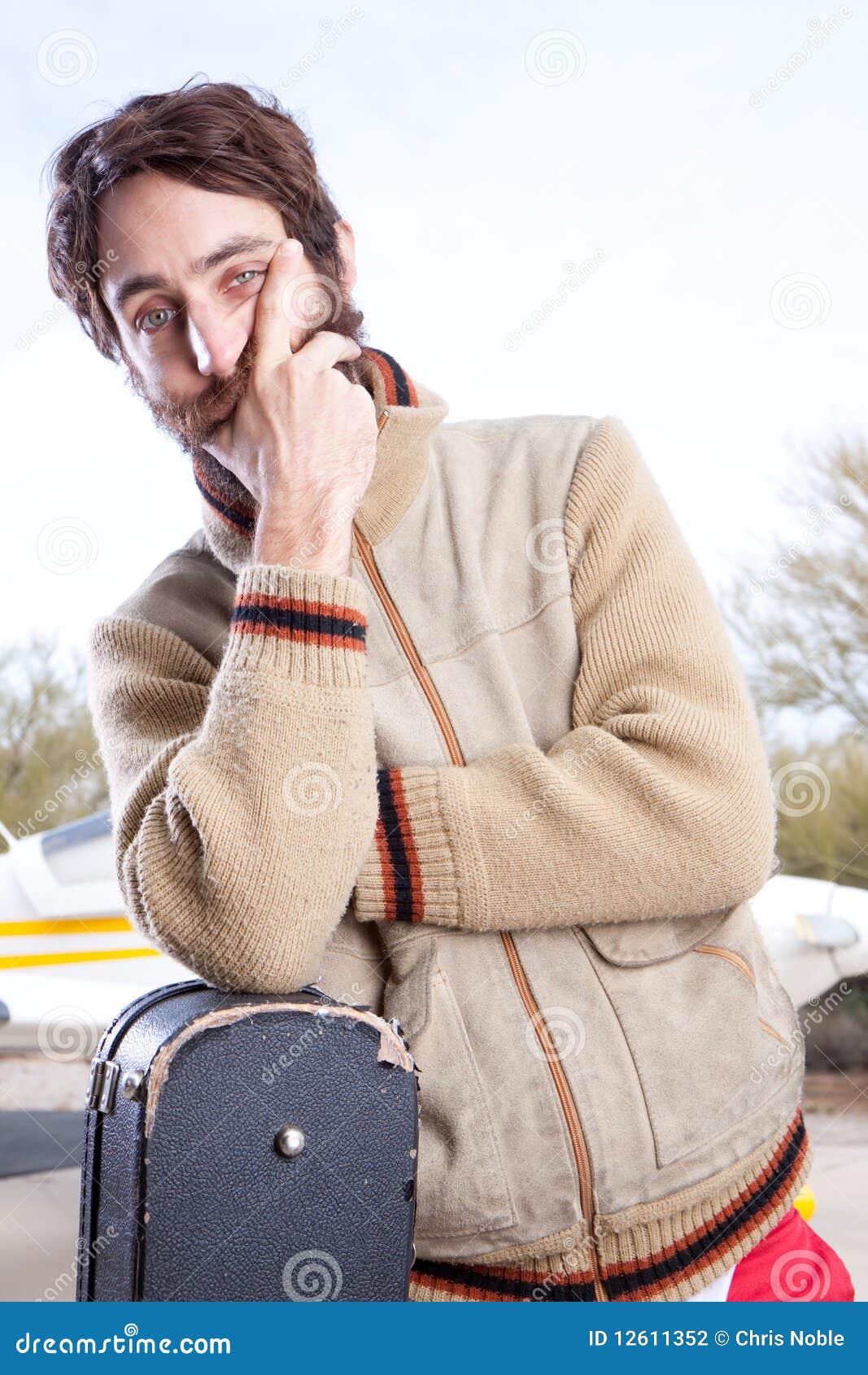 Bored Musician at the Airport with Guitar Stock Photo - Image of ...