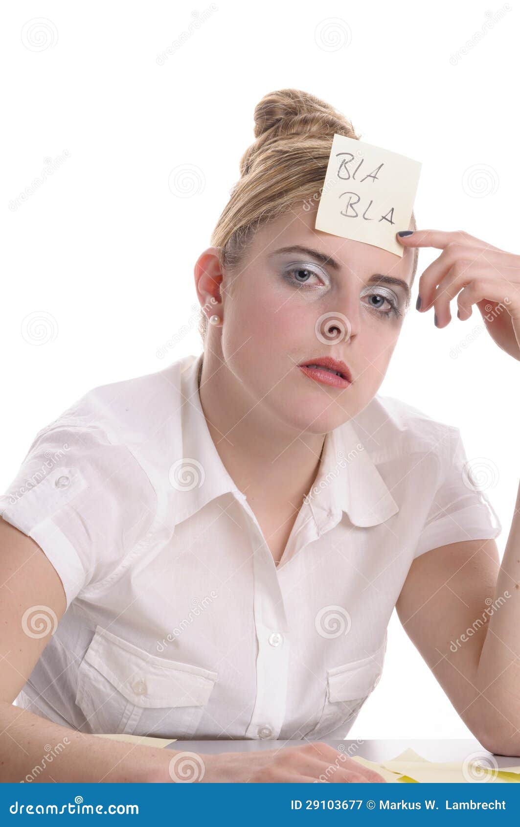 Bored at the Office, Post-it on His Forehead Stock Image - Image of ...