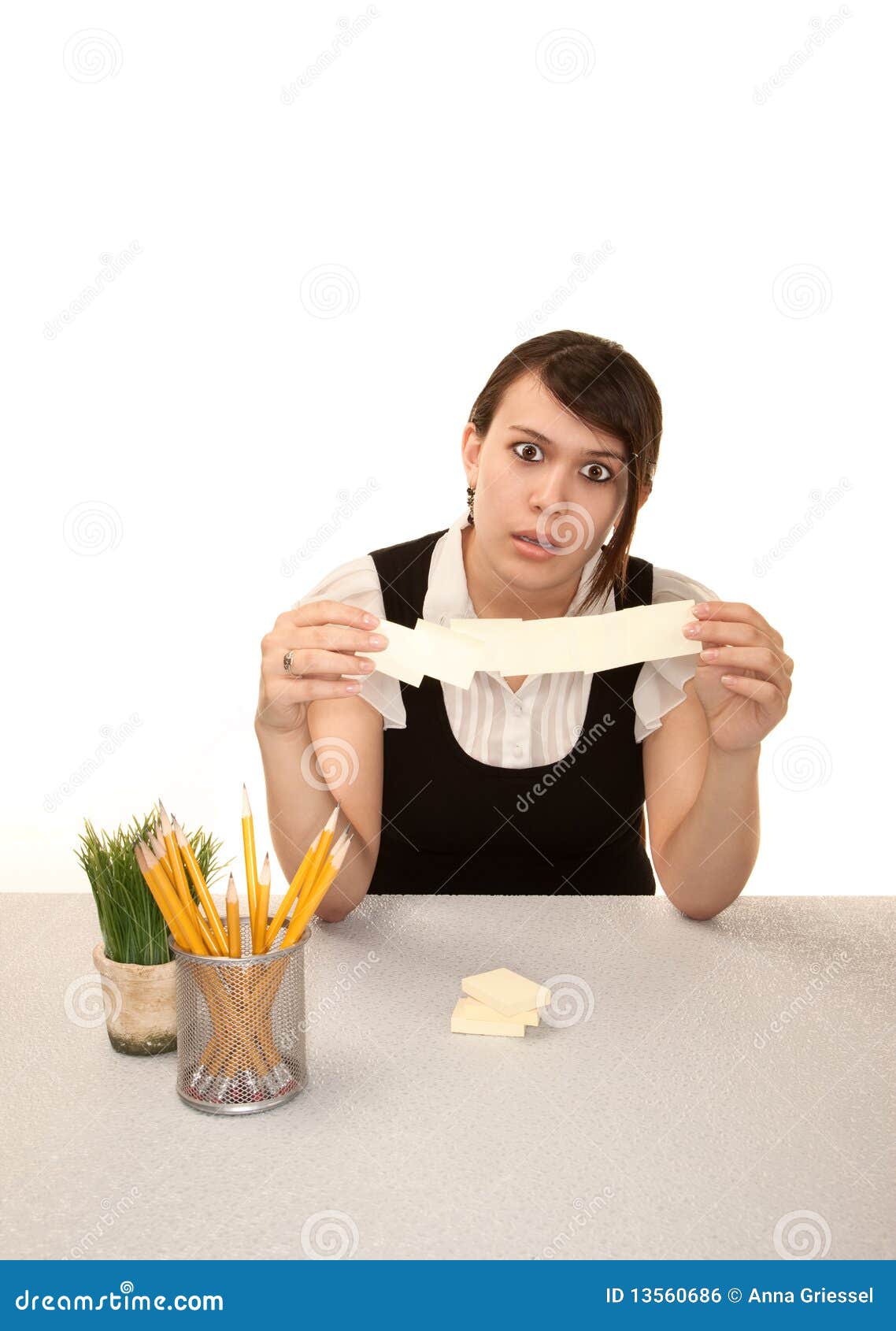 Bored office worker stock photo. Image of pretty, hispanic - 13560686