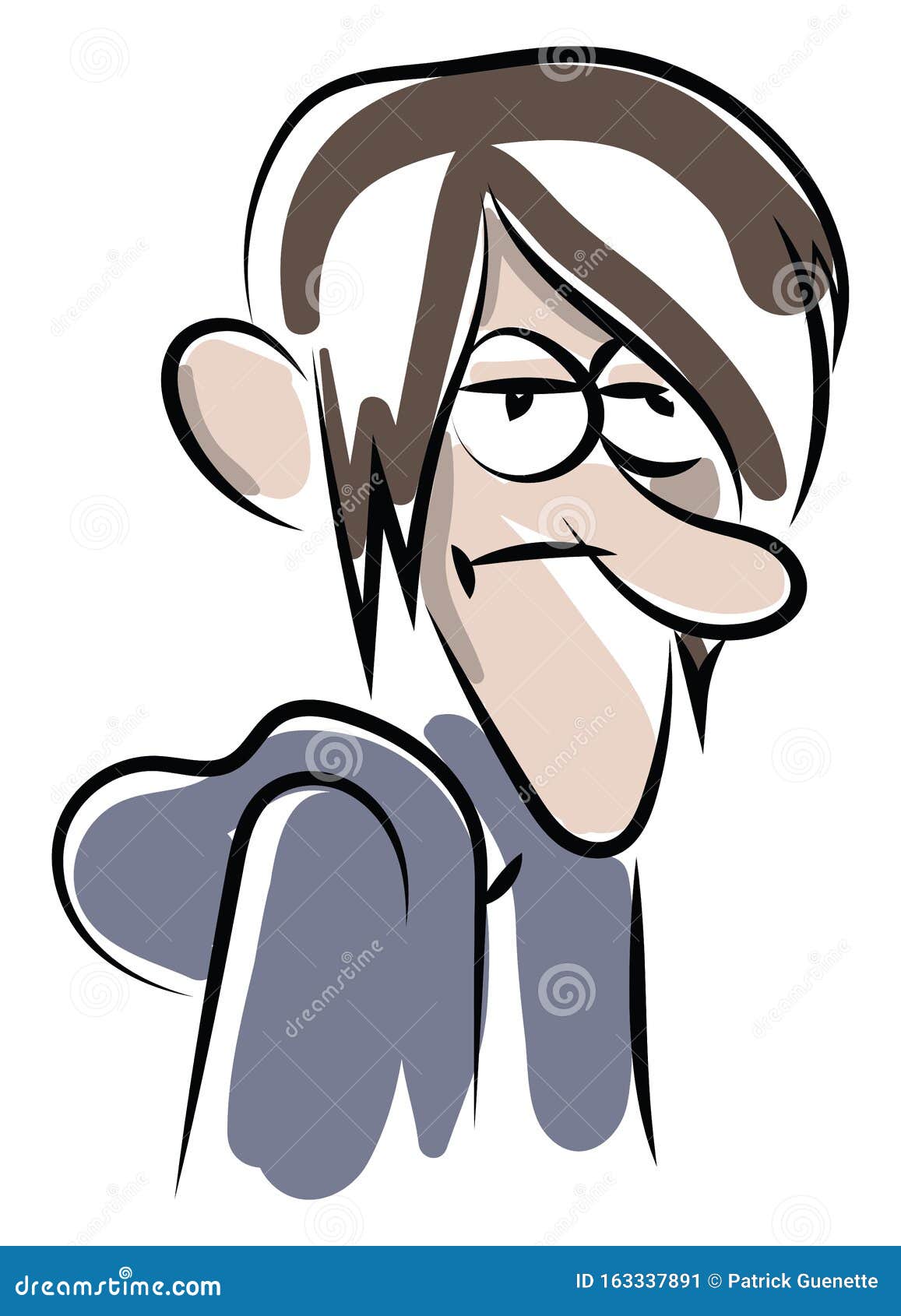 Bored Person Working On Computer , Vector Cartoon Stick Figure ...