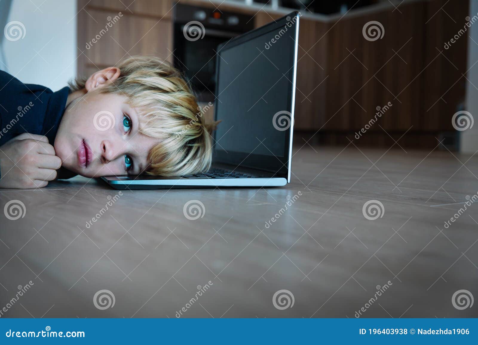 Bored and Sad Teenager Looking at Computer, Kid Tired of Online ...