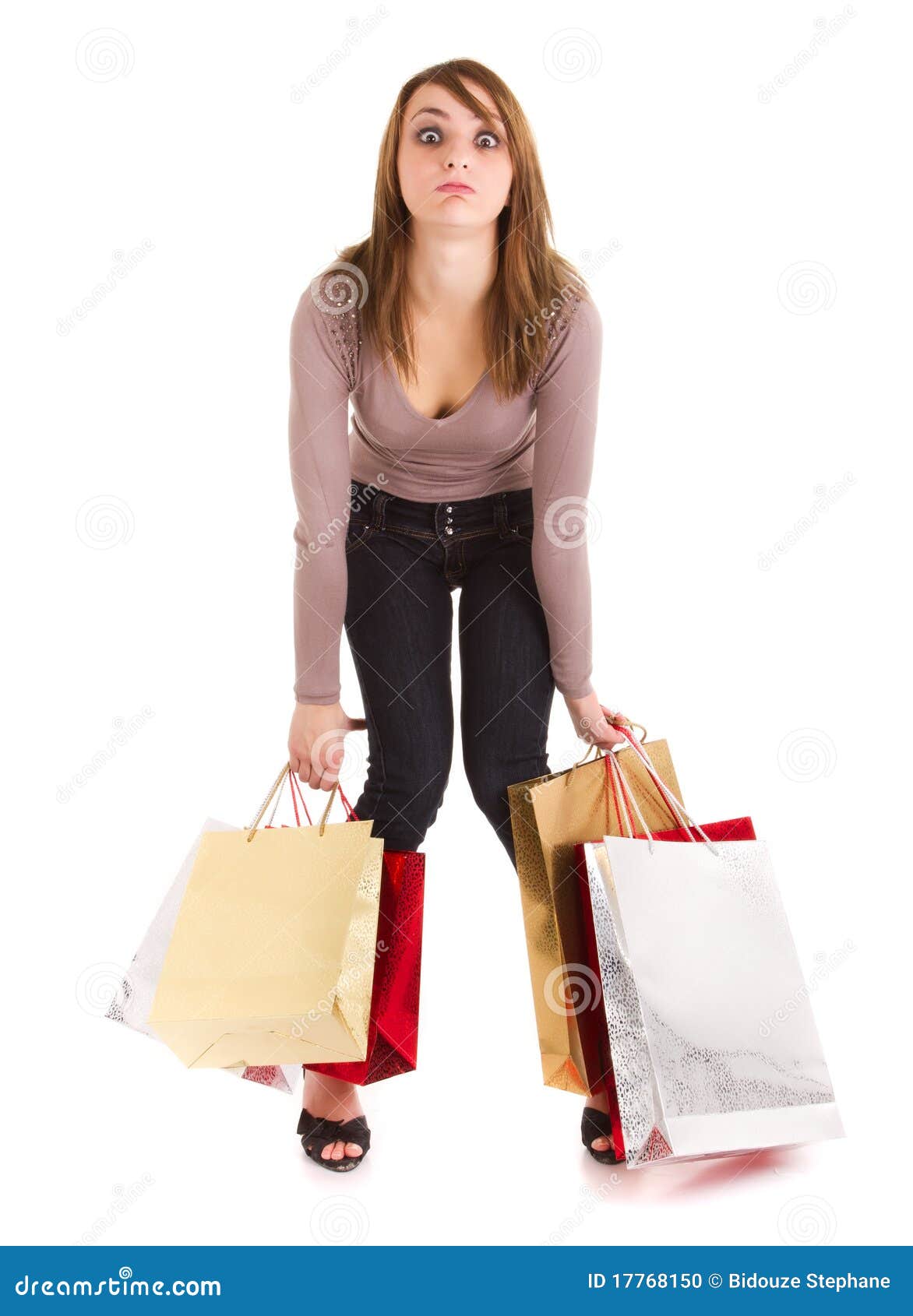 Bored shopping girl stock photo. Image of beautiful, grimacing - 17768150