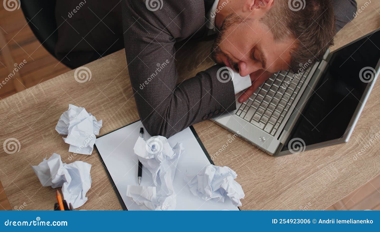 Bored Tired Sleepy Business Man Falling Asleep after Routine Work on ...