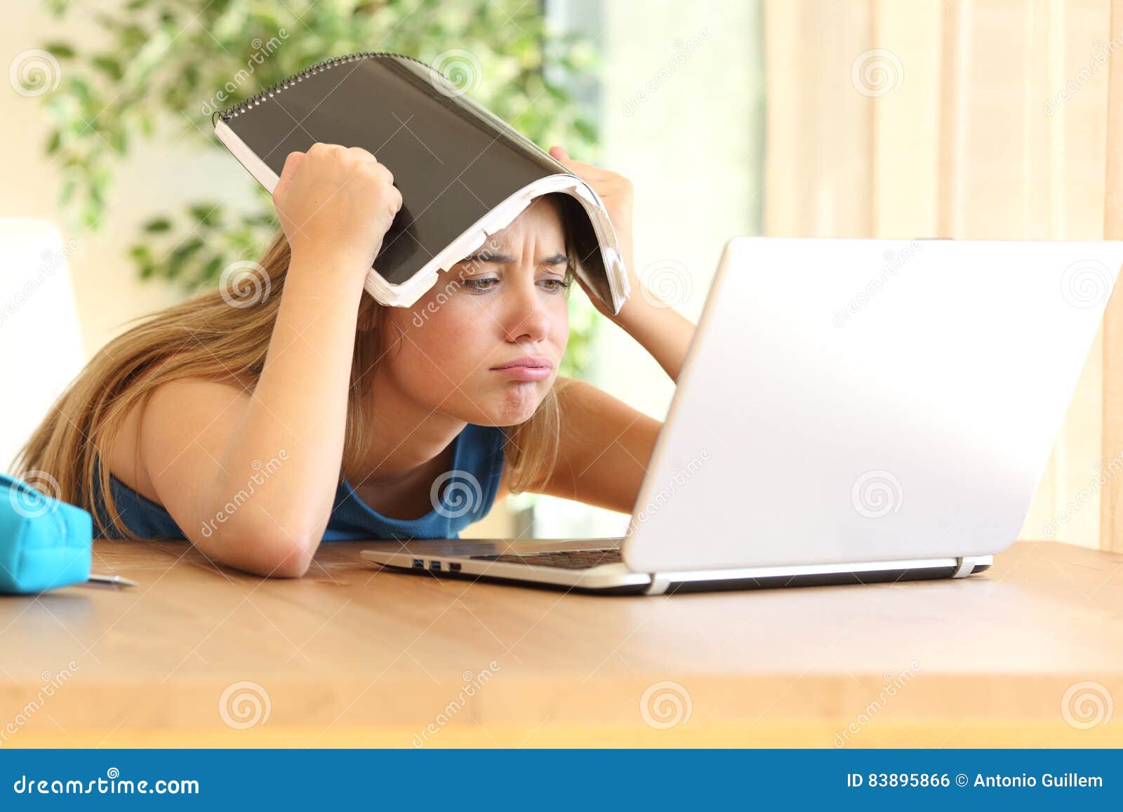 Bored Student Doing Homework Stock Photo - Image of adolescent ...